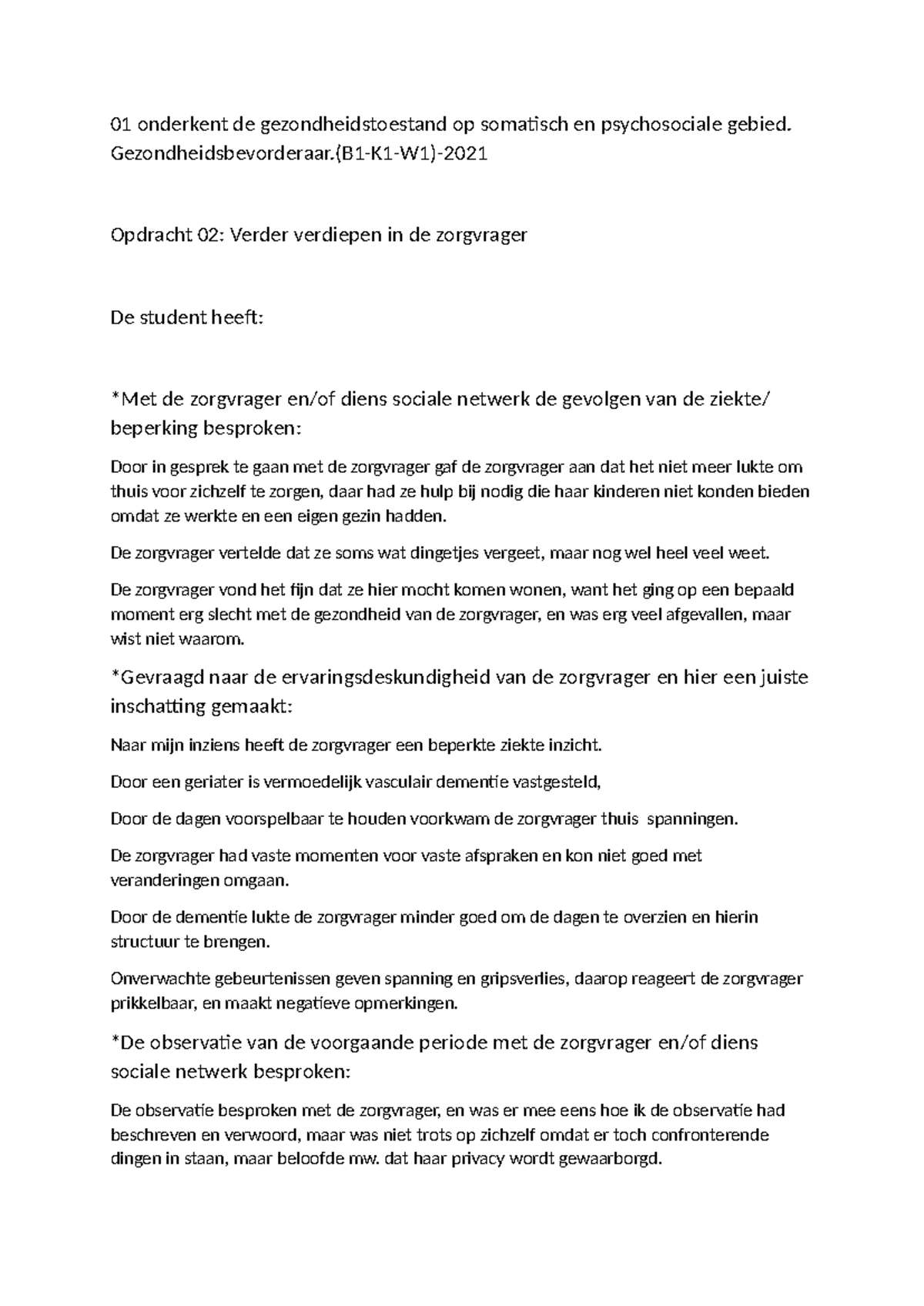 02 Verder verdiepen in de zorgvrager - Gezondheidsbevorderaar (B1-K1-W1 ...