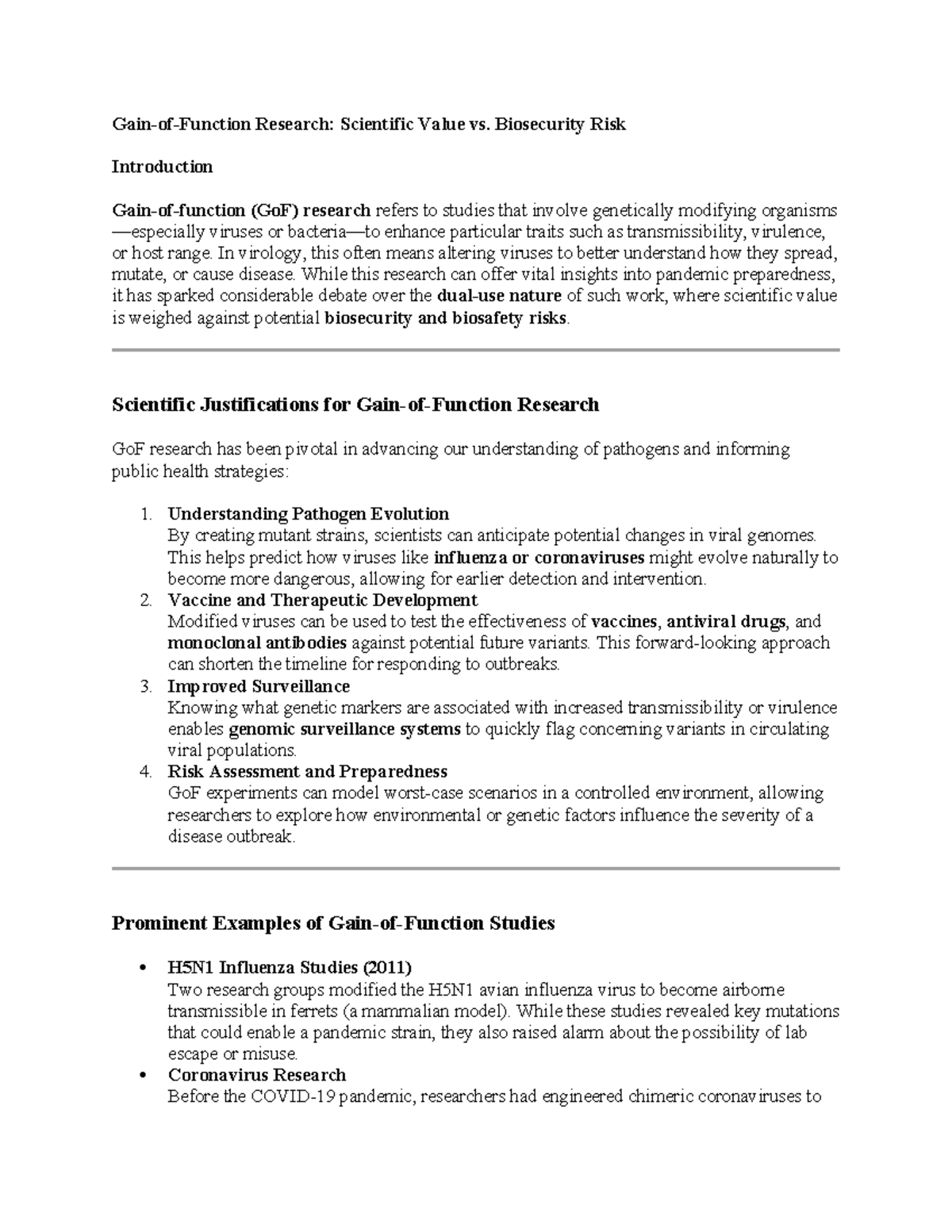 Gain-of-Function Research: Balancing Scientific Value & Biosecurity ...