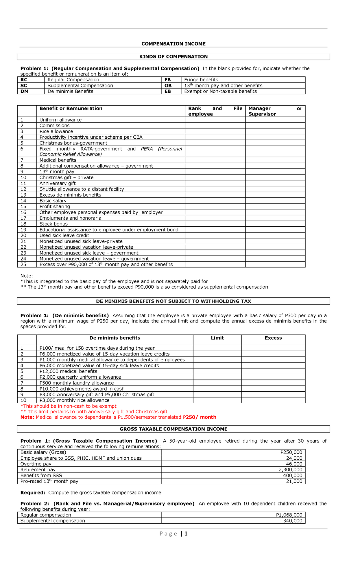 Compensation Income Overview and Tax Computation (Course Code: 9) - Studocu