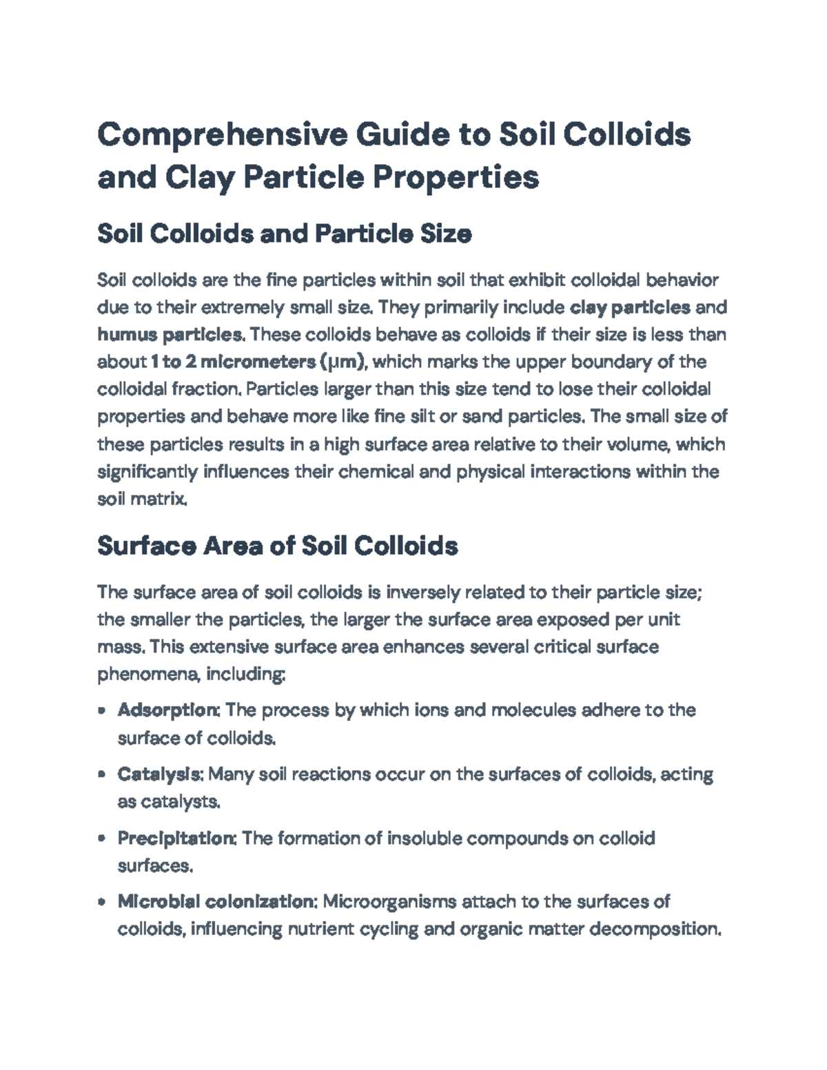 Soil Colloids and Clay Properties: A Comprehensive Overview - Studocu