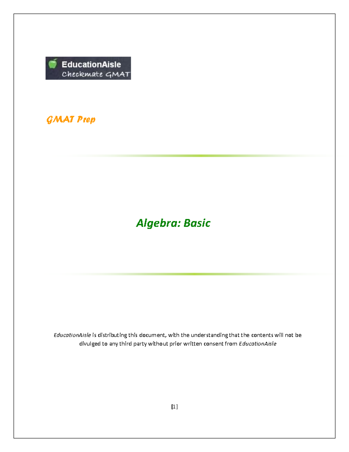 GMAT Prep: PS Algebra Basic Questions & Solutions - Studocu