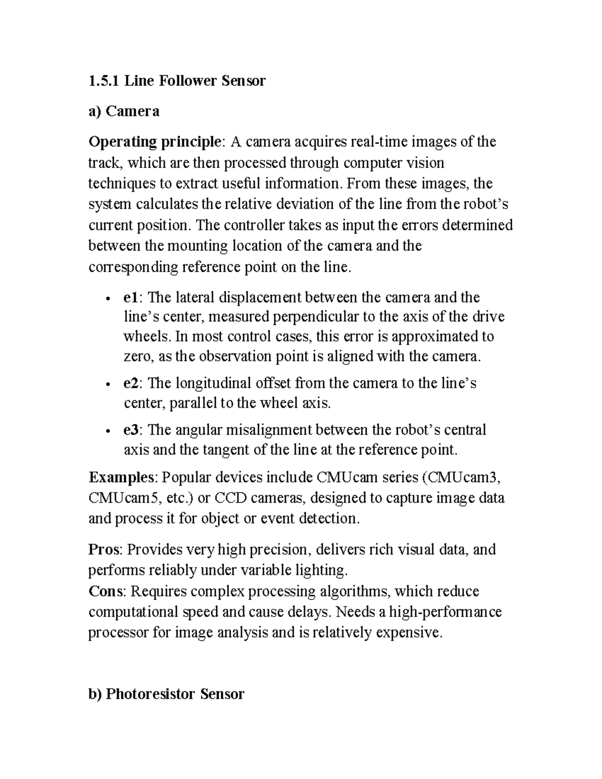 1.5.1 Line Follower Sensor Selection and Algorithm Analysis - Studocu