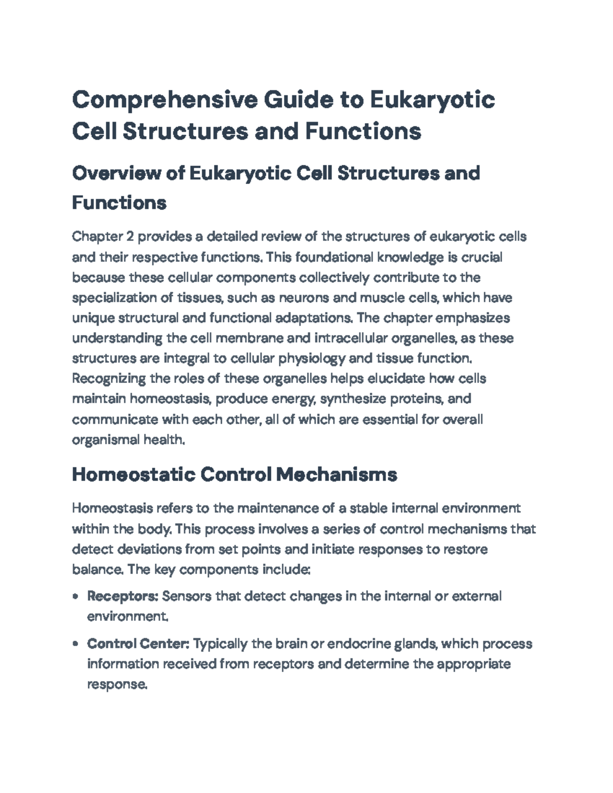 Eukaryotic Cell Structures & Functions: A Comprehensive Overview (BIO 101) - Studocu