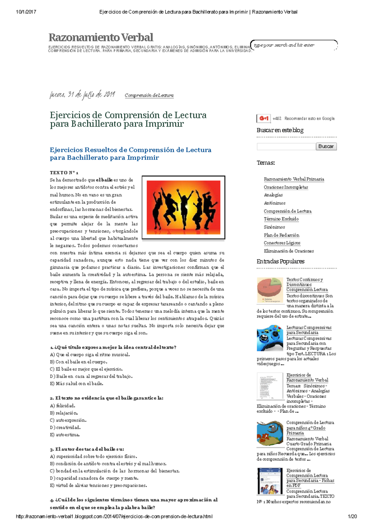 337275521 Ejercicios de Comprension de Lectura Para Bachillerato Para Imprimir Razonamiento ...