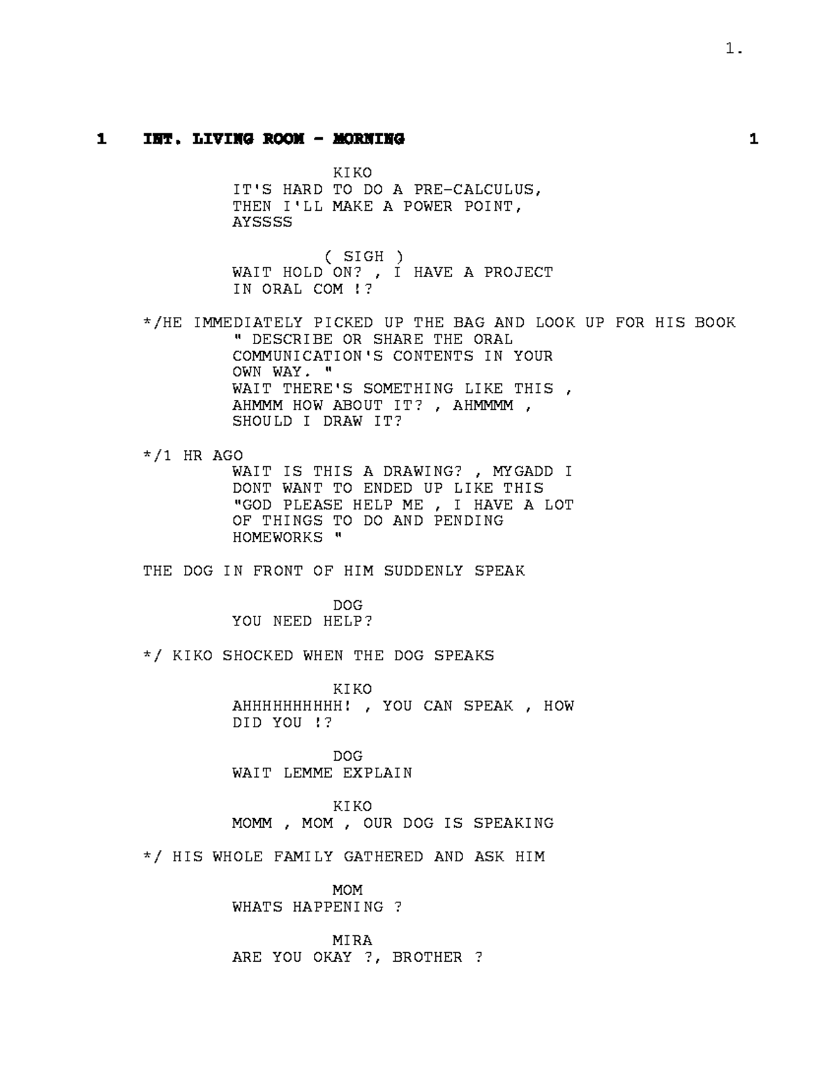 Performance Task Roleplay Script: Kiko and the Talking Dog - Studocu