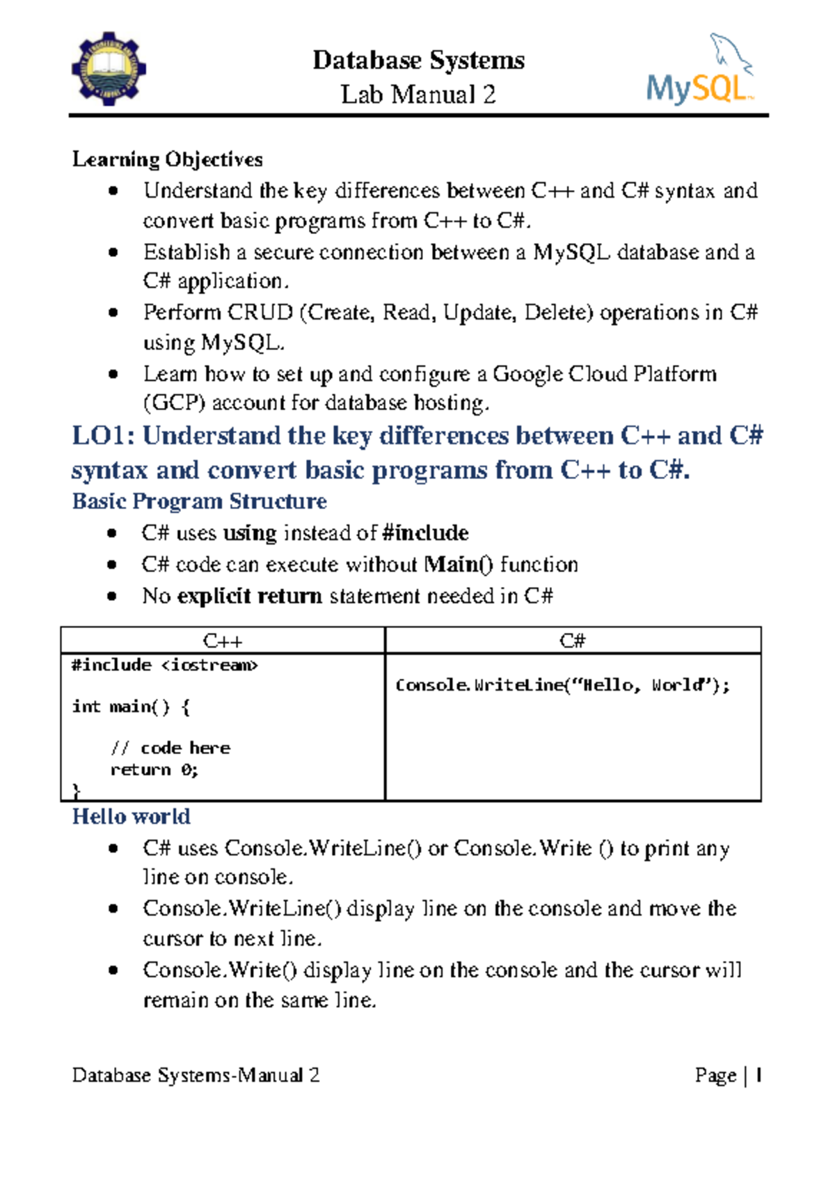 Week2v2 - Full Assignments - Database Systems Lab Manual 2 Learning ...