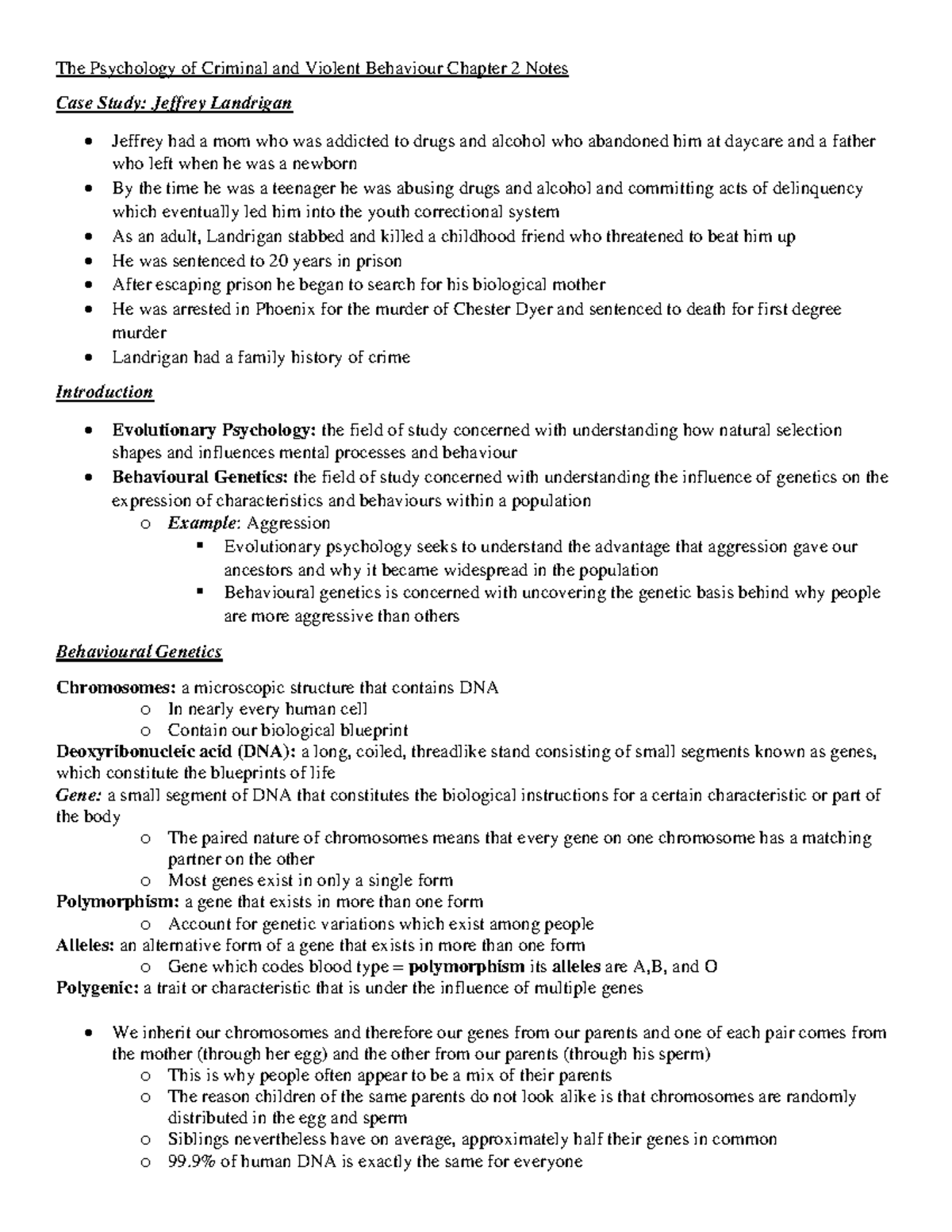 The Psychology of Criminal and Violent Behaviour Chapter 2 Notes - Studocu