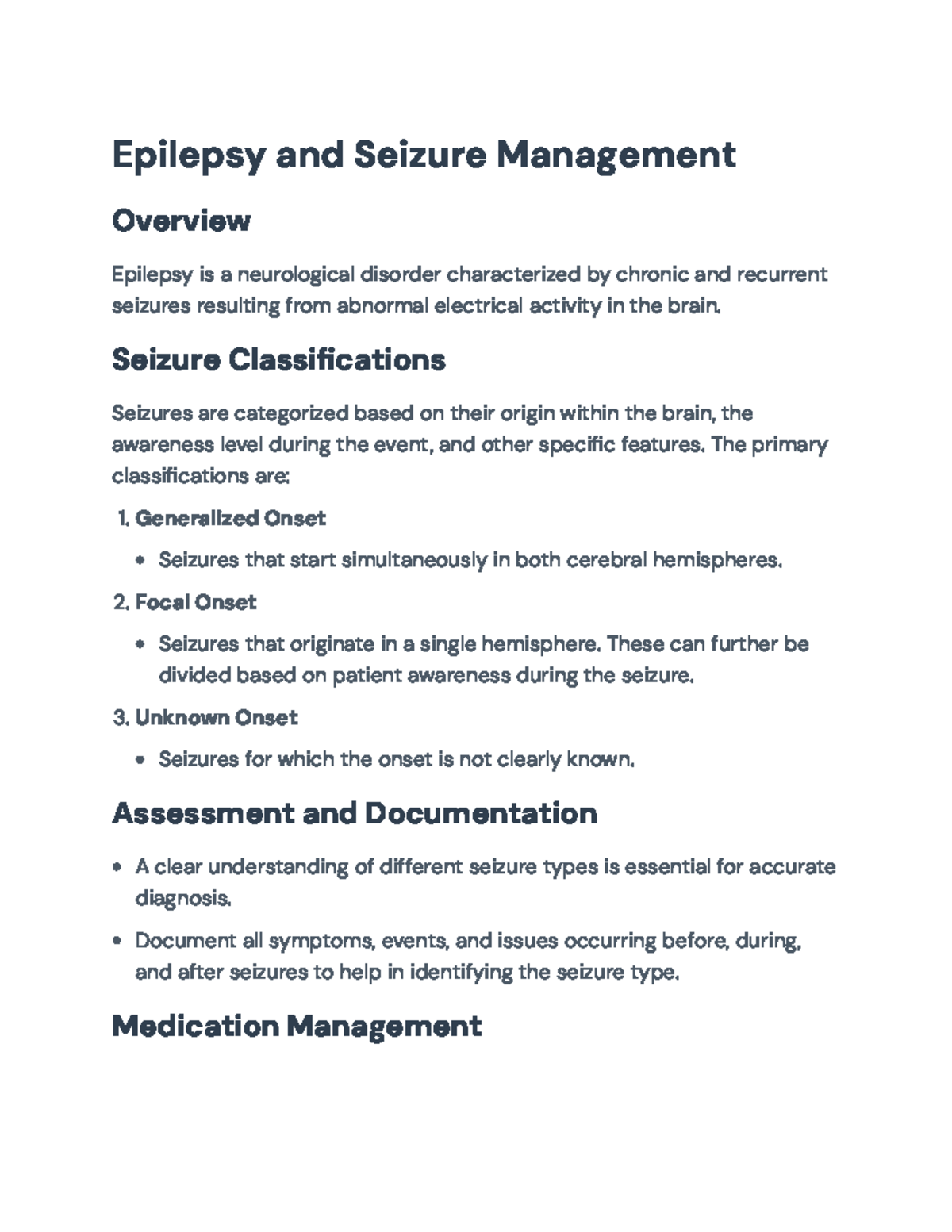 Epilepsy and Seizure Management Overview - Course Code: EPI 101 ...