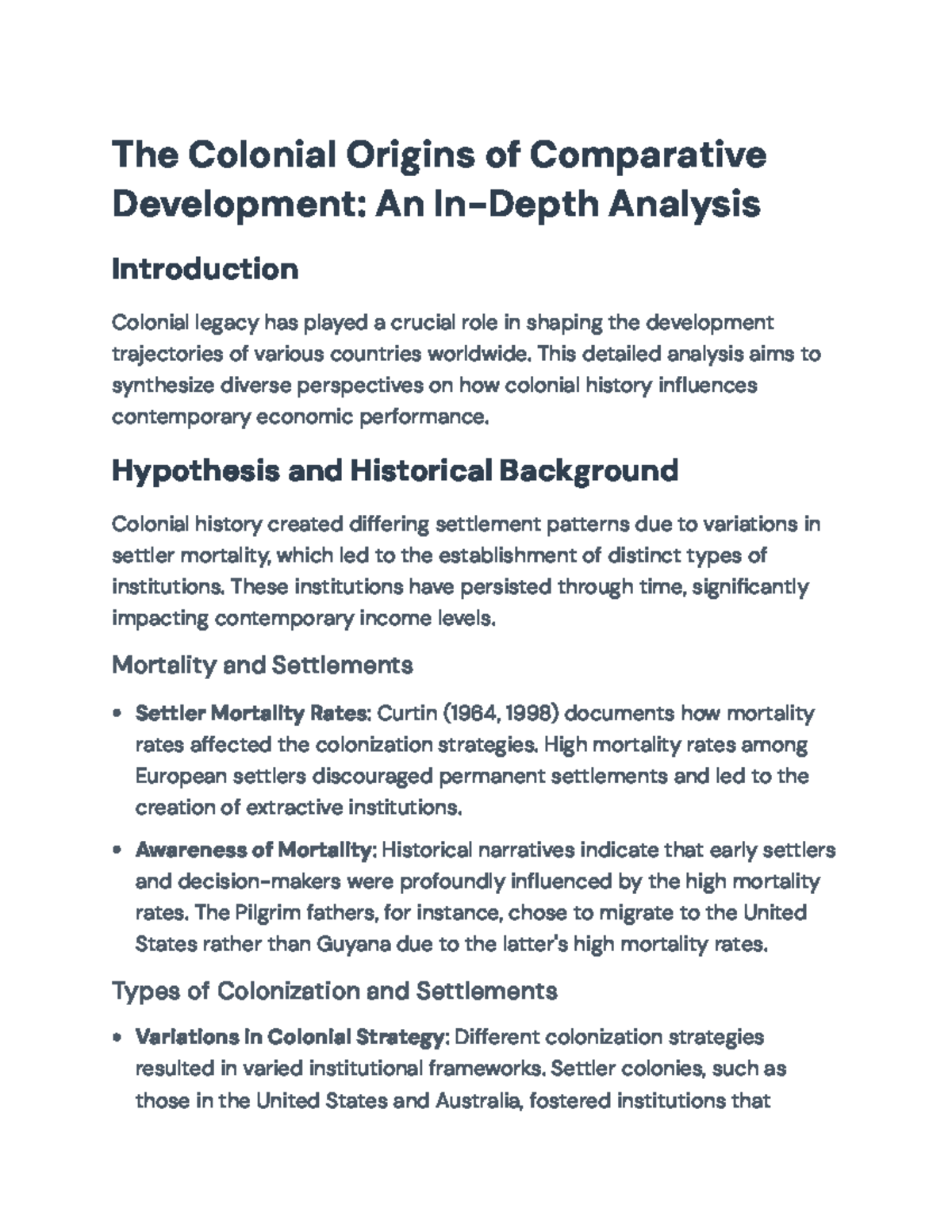 Colonial Legacies and Their Impact on Contemporary Economic Performance ...