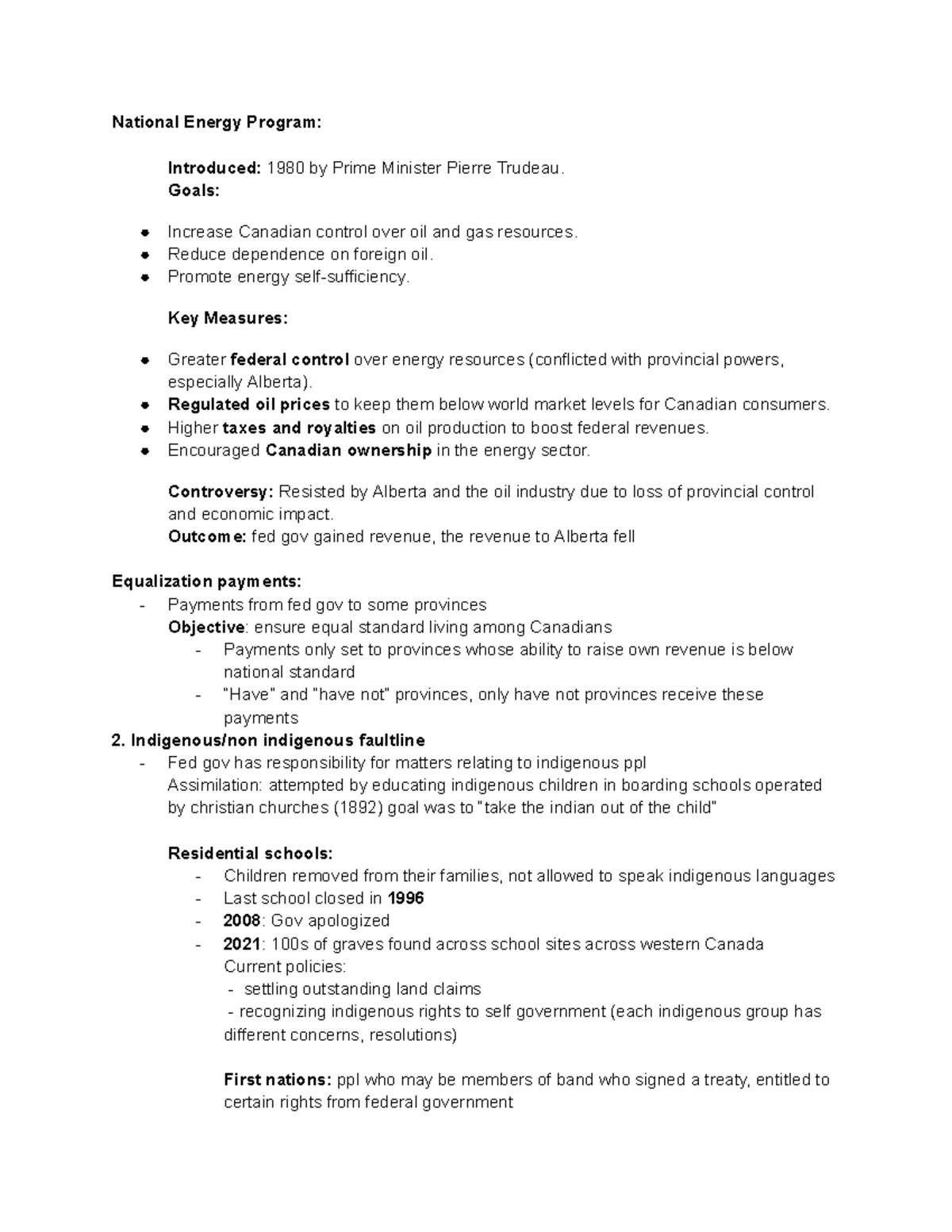Lecture 4 + 5 summary GEO 2010 A - National Energy Program: Introduced ...