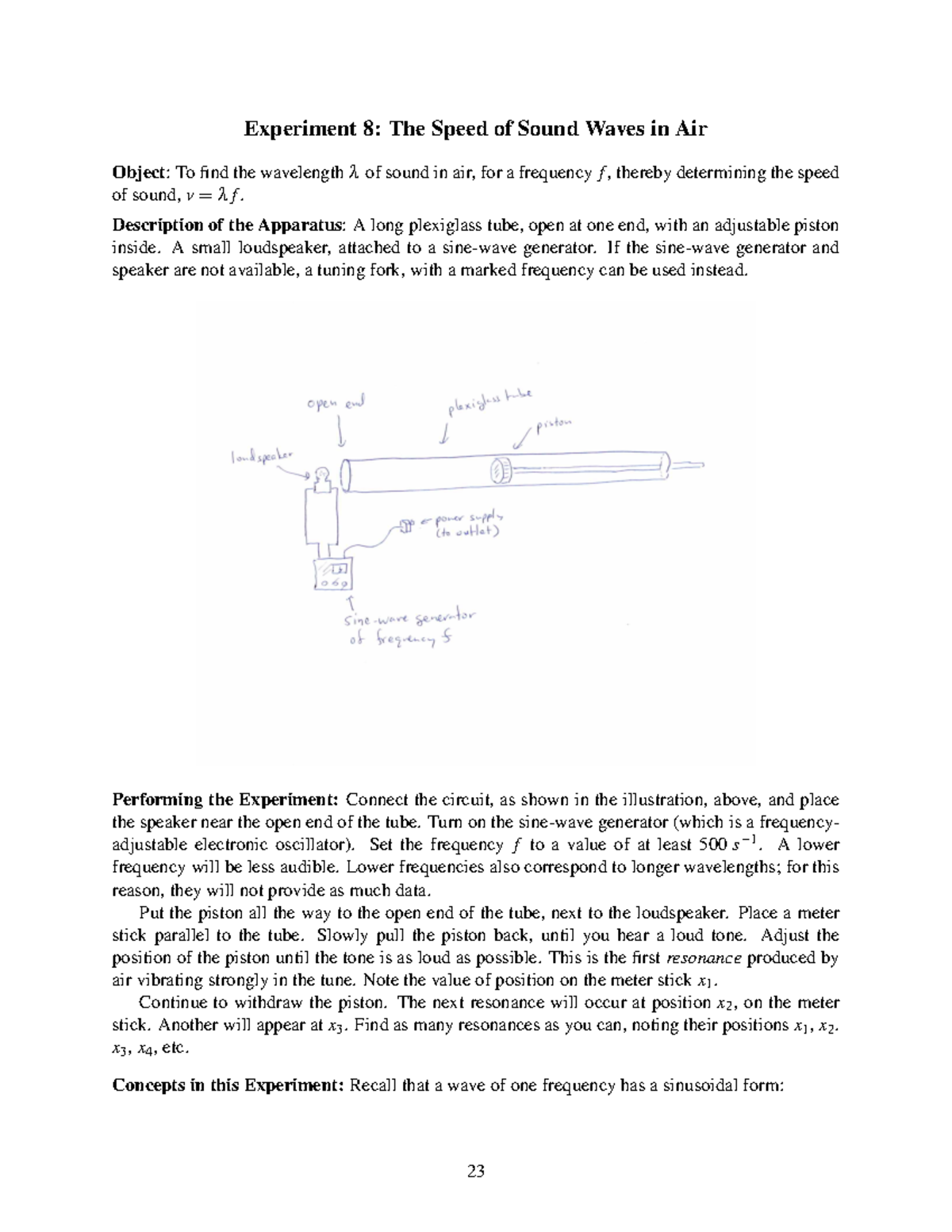 Experiment 8: Determining Speed of Sound Waves in Air (PHY) - Studocu
