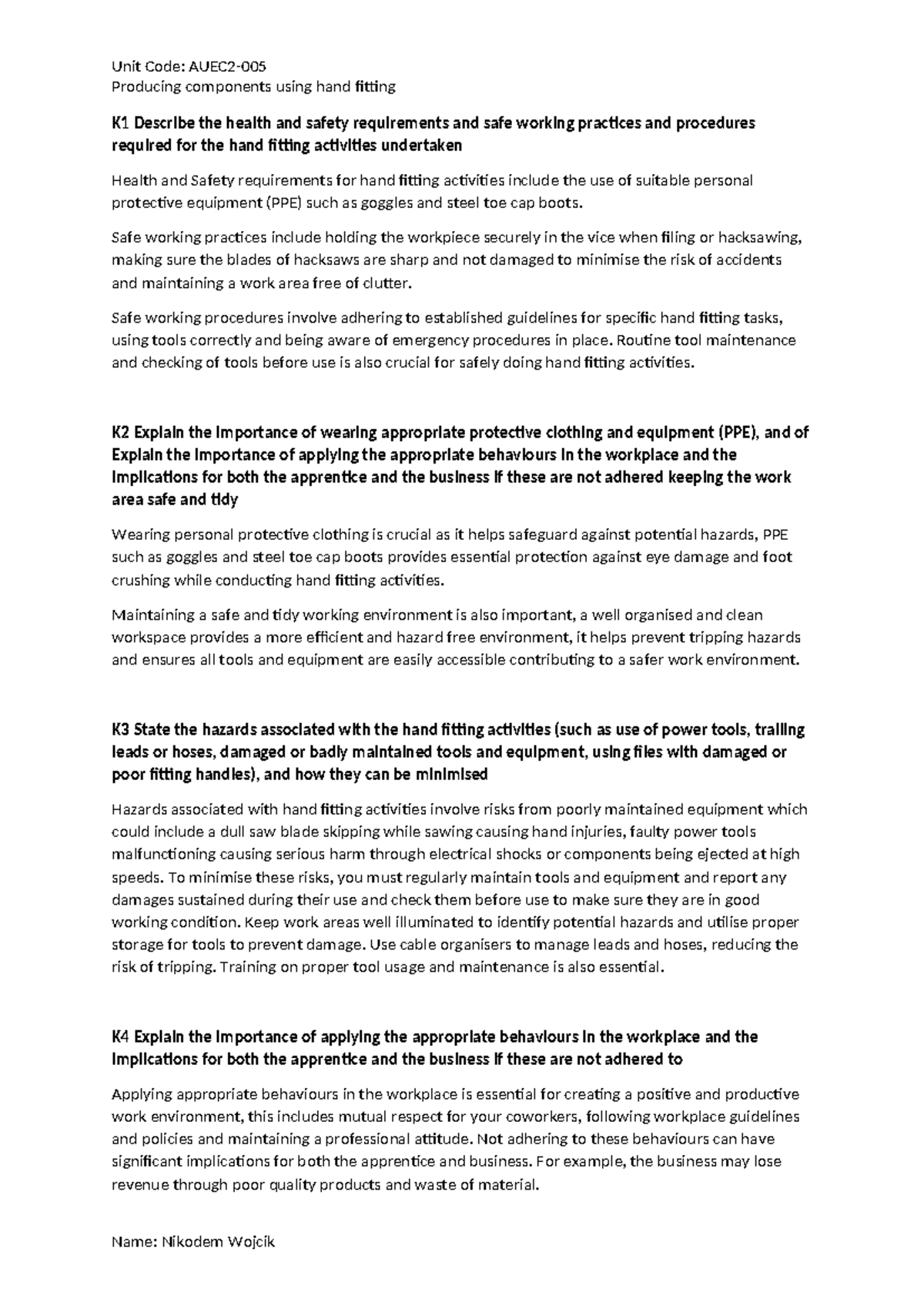 AUEC2-005 Hand Fitting: Safety, Tools, Techniques & Best Practices ...