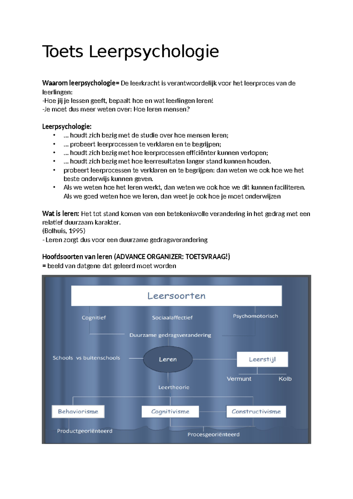 Tentamen Leerpsychologie: De Rol van de Leerkracht in het Leerproces ...