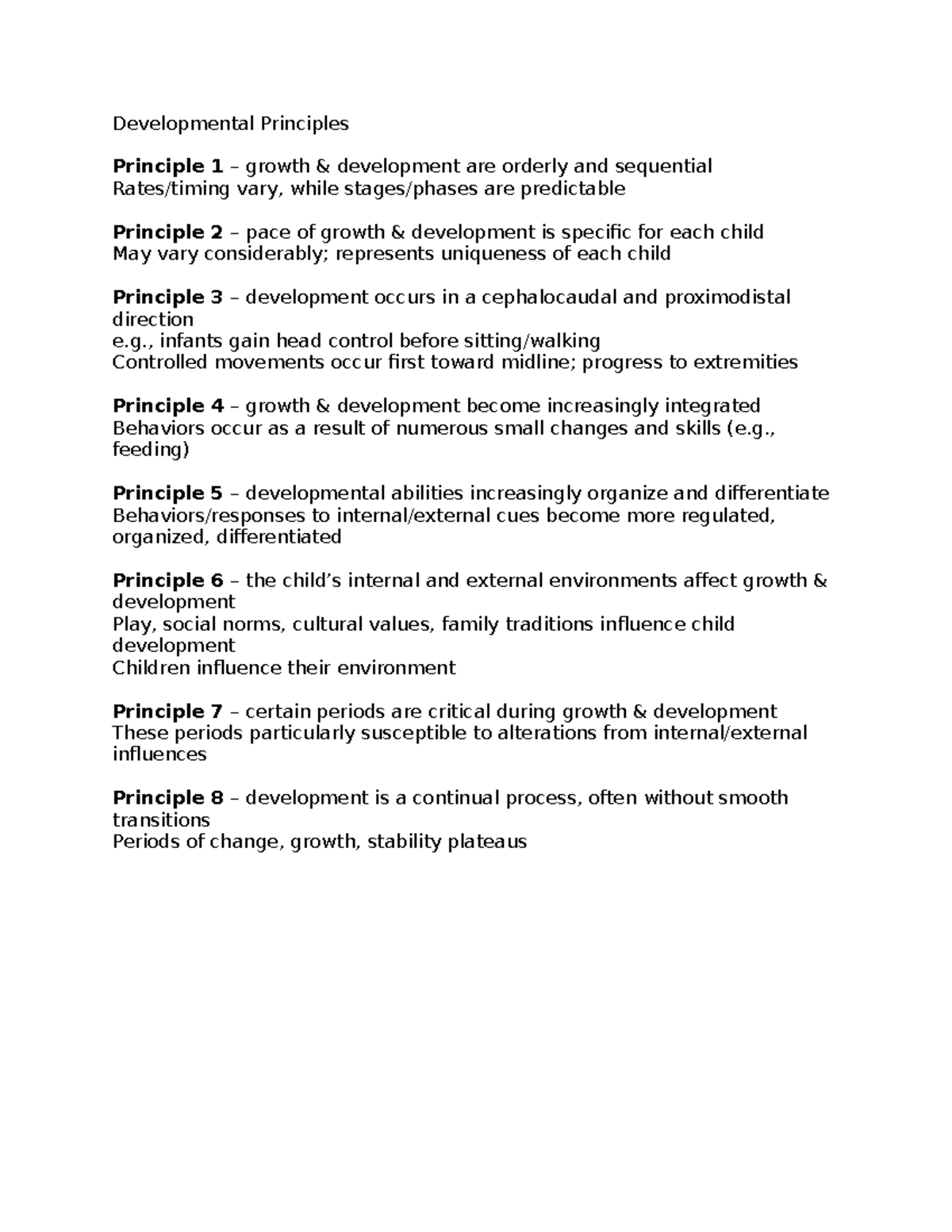 Developmental Principles - Developmental Principles Principle 1 ...