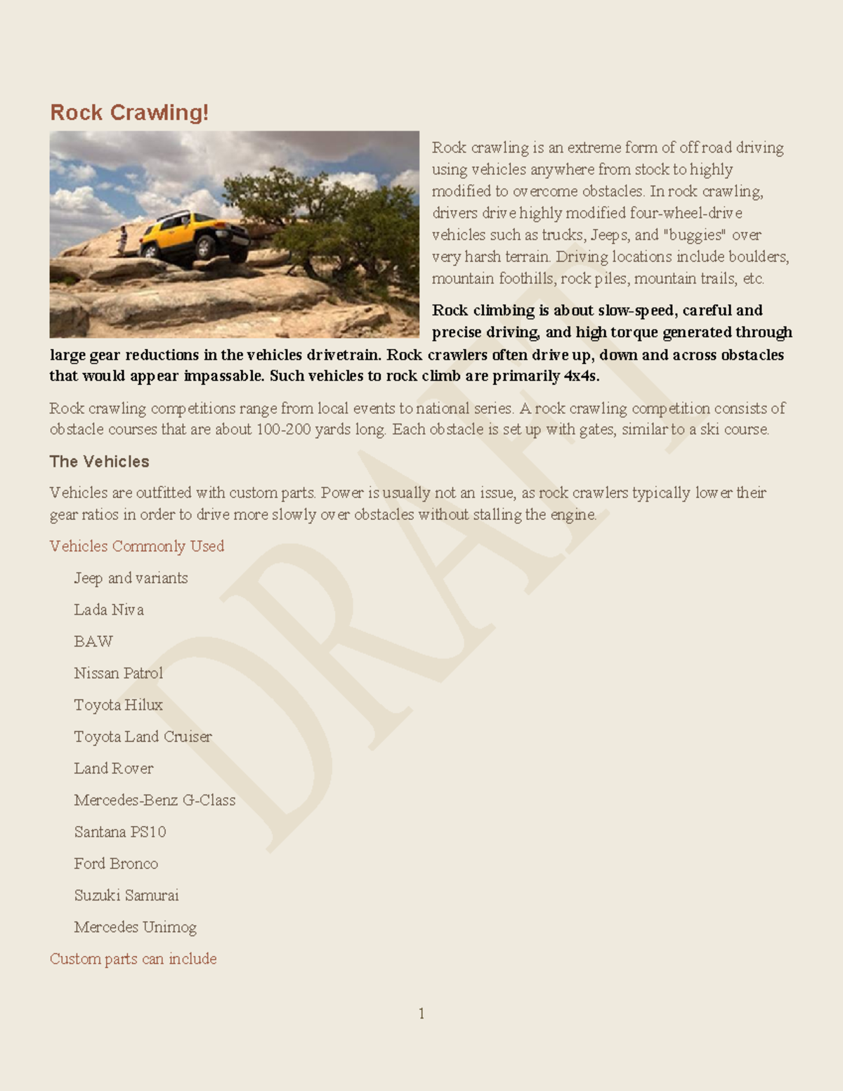 Rock Crawling: An Overview of Techniques and Locations - Studocu
