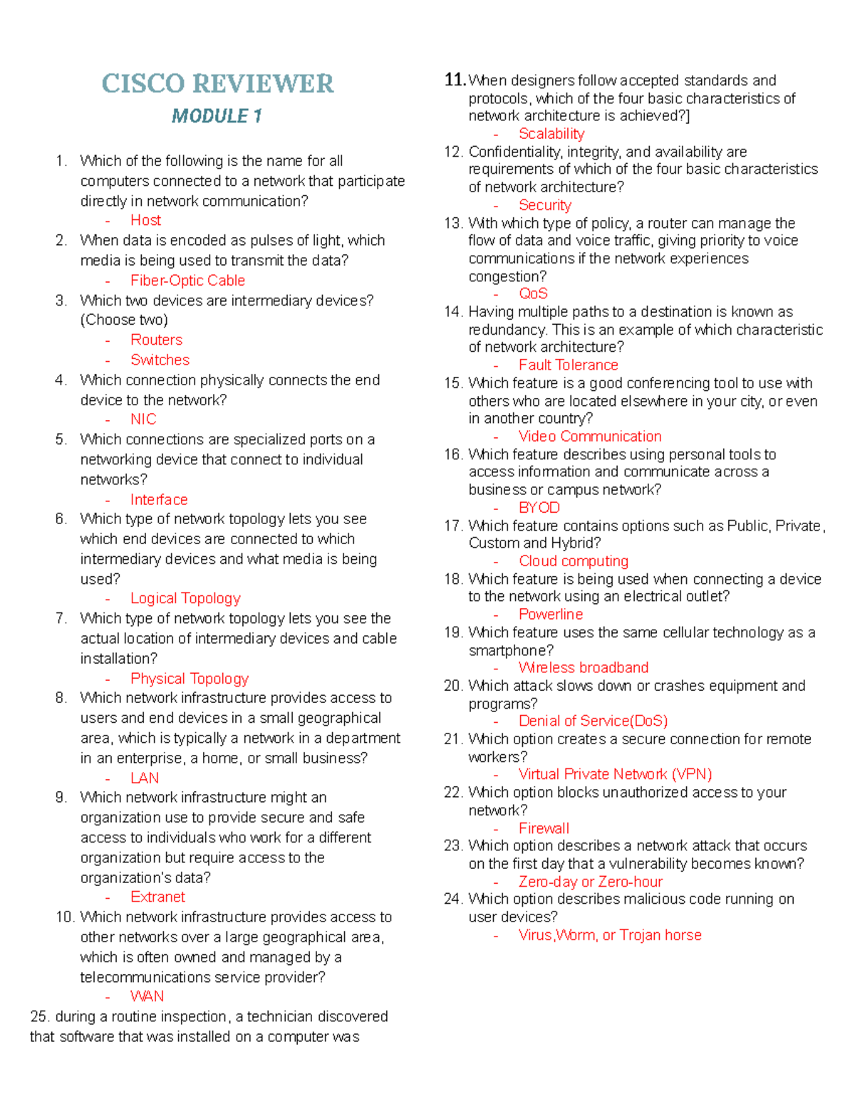 CISCO- Comprehensive Networking Concepts Reviewer for Introductory Course - Studocu