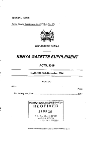 offences in kenyan law - LAWS OF KENYA The Public Officer eThics AcT ...