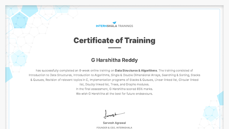 Data Structures & Algorithms Training - Certificate of Completion - G ...