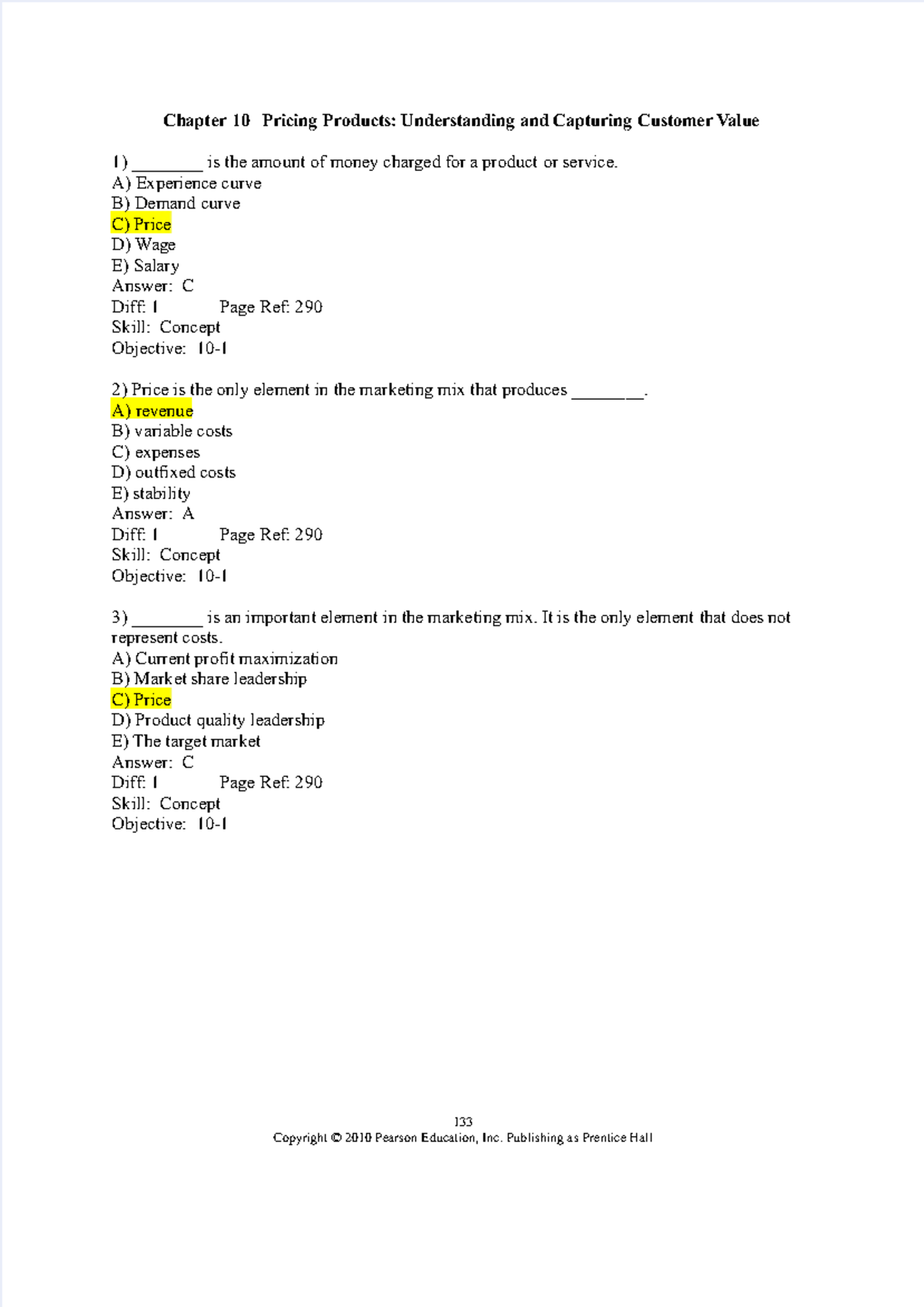 Chapter 10 - Test Bank for Marketing: Pricing Strategies Explained ...