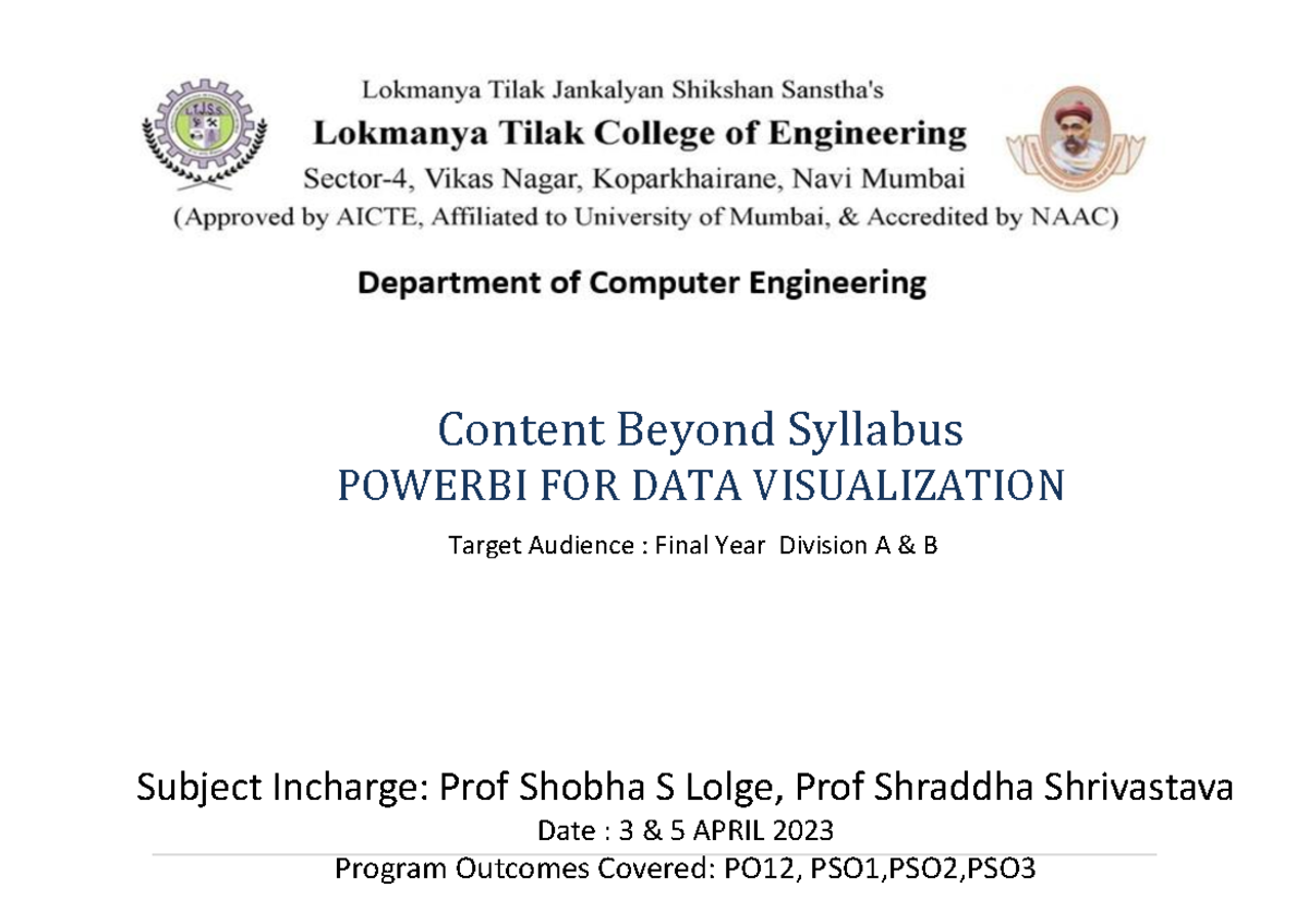 PowerBI Presentation Guide for Final Year Divisions A & B (2023) - Studocu