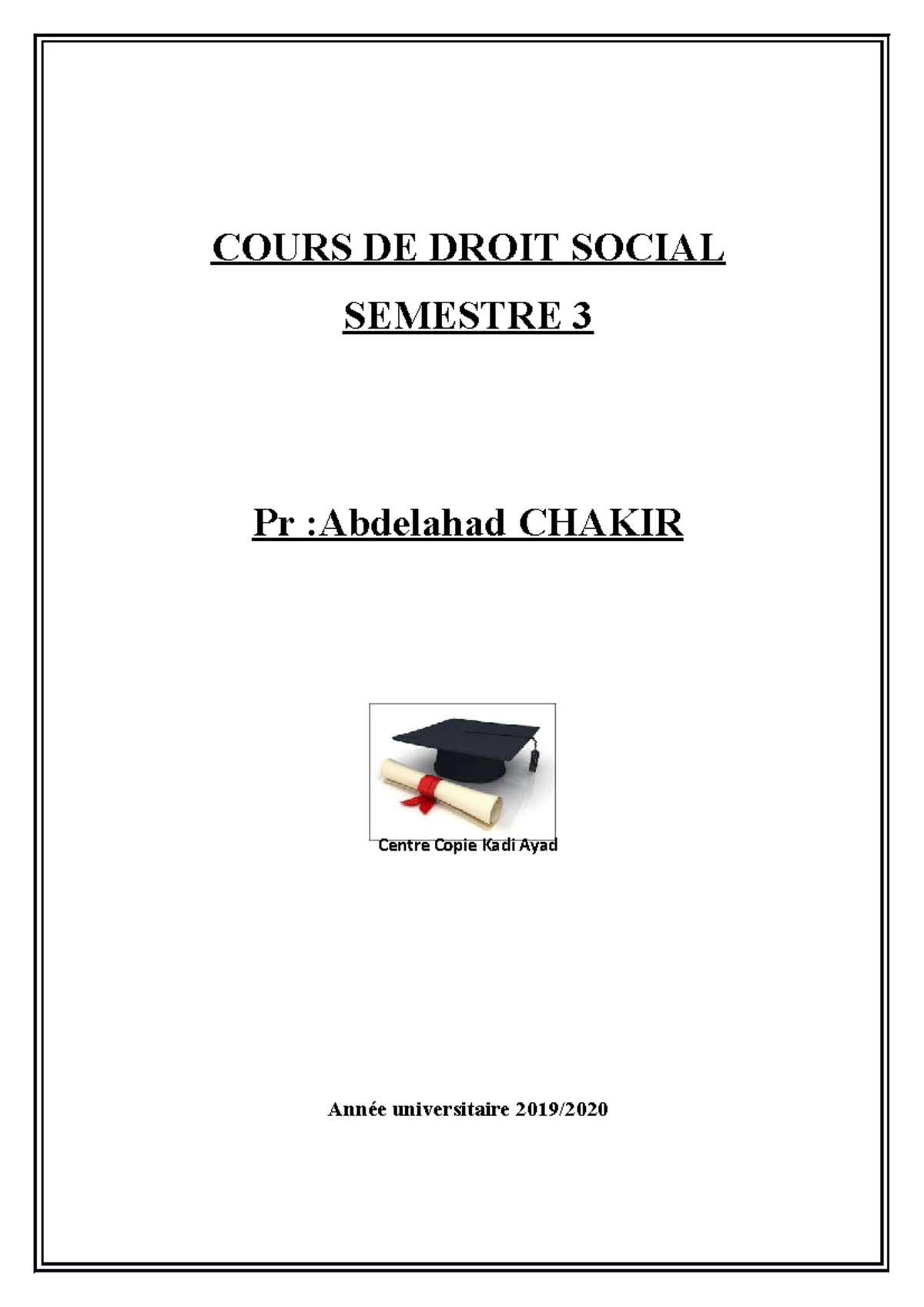 Droit Social - Cours Semestre 3 - Notes de Lecture 1 - Studocu