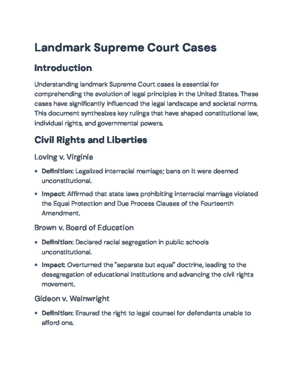 Landmark Supreme Court Cases Overview: Impacts on Civil Rights ...