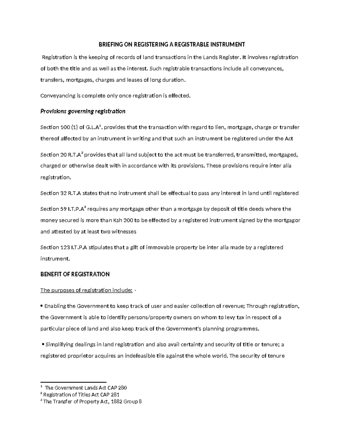 Understanding the Registration Process for Land Transactions - G.L 1, R ...