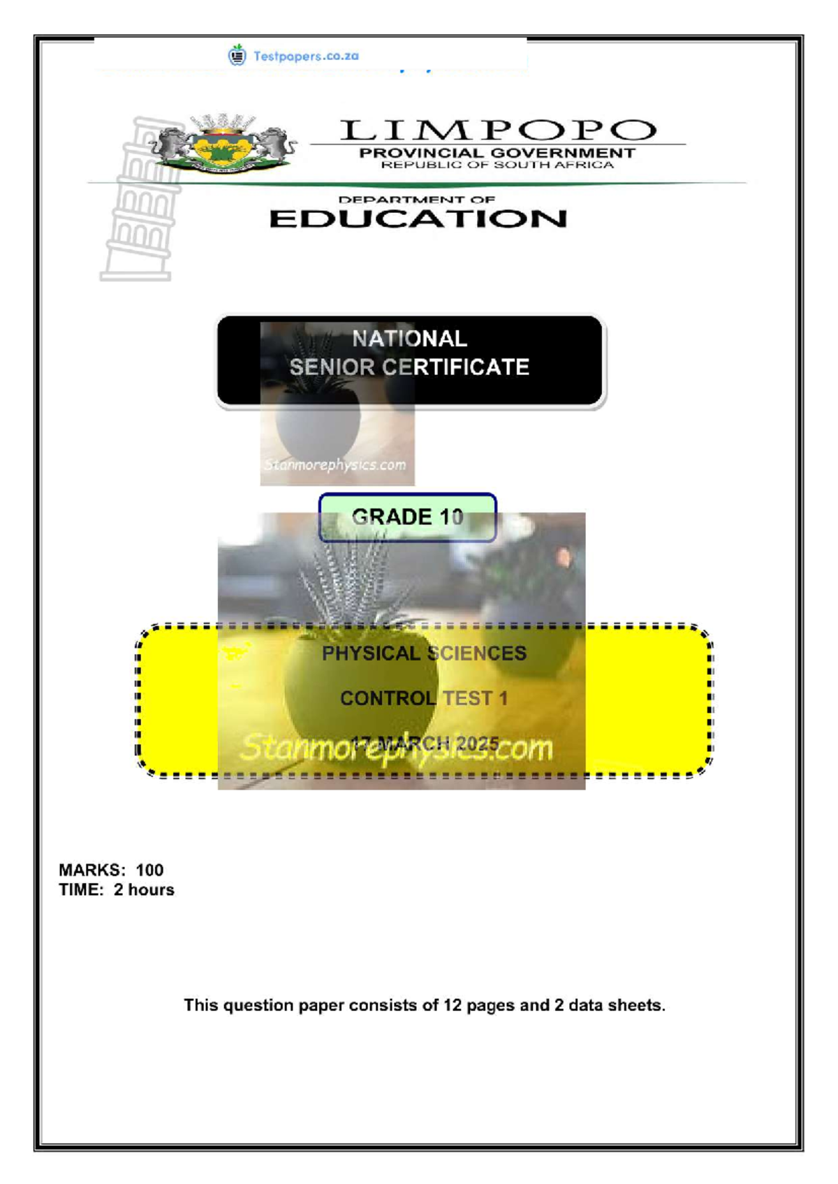 LP Physical Sciences Grade 10 March 2025 Control Test Paper and Memo ...