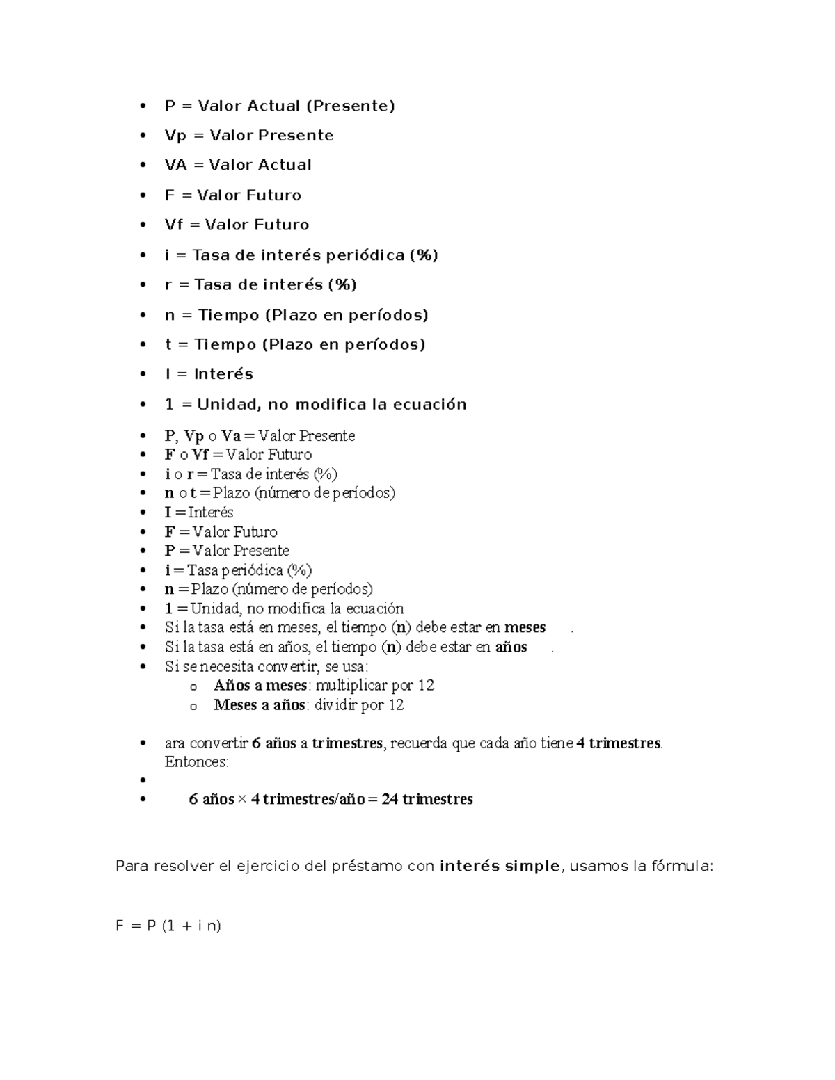 Conceptos basicos - P = Valor Actual (Presente) 📉 Vp = Valor Presente 📉 ...