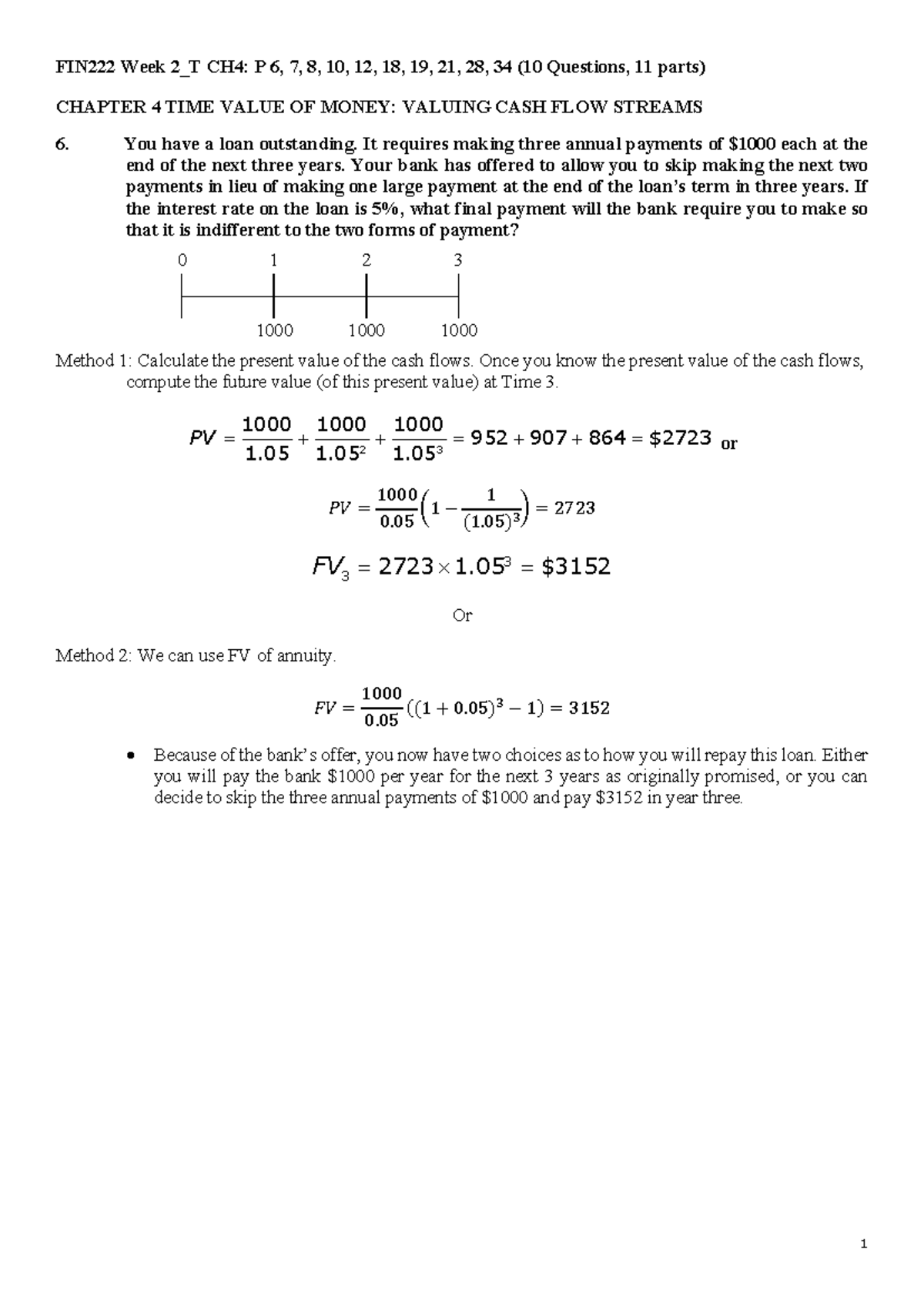 FIN222 Week 2 Tutorial Answers on Time Value of Money - Studocu