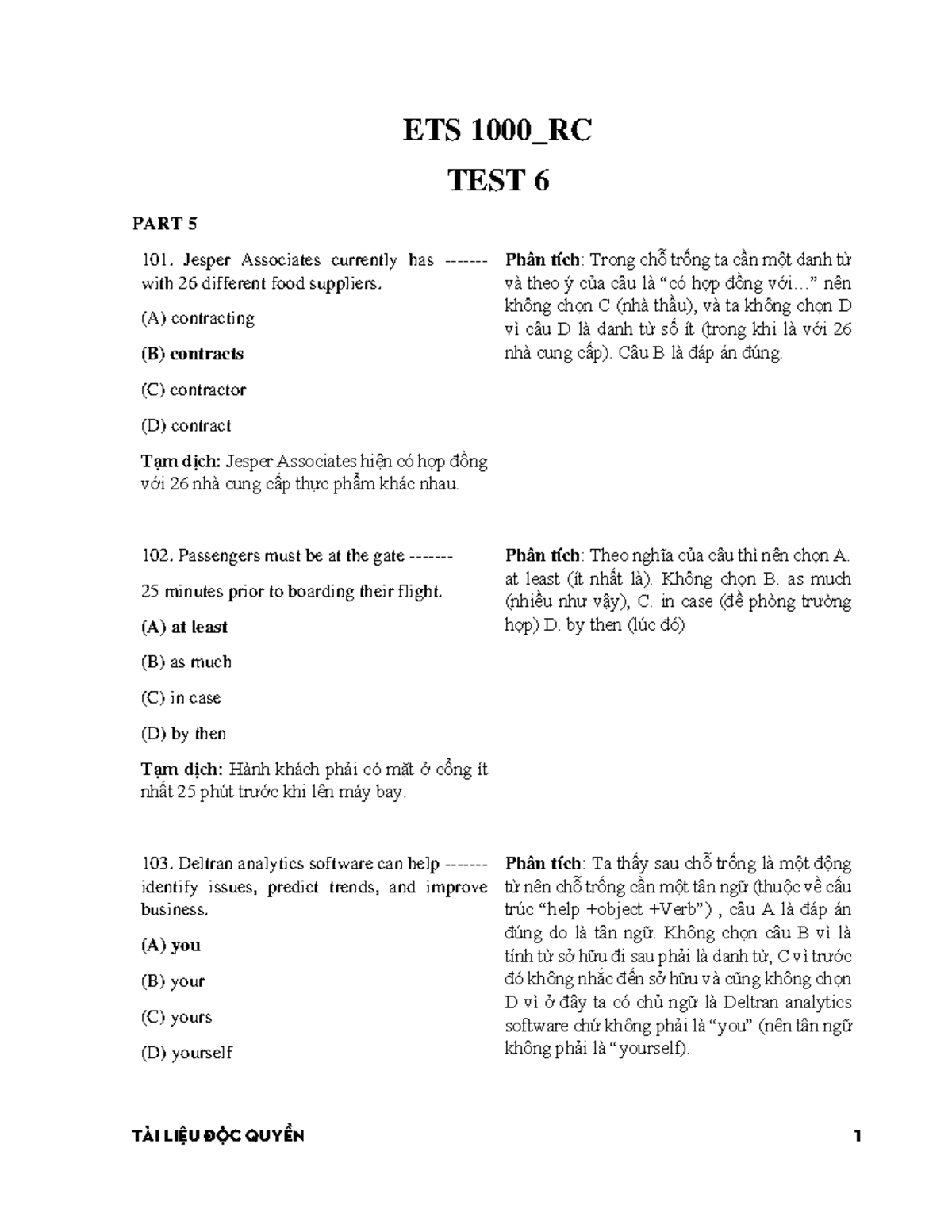 ETS1000 RC Test 6 - Complete Analysis and Answers - Studocu