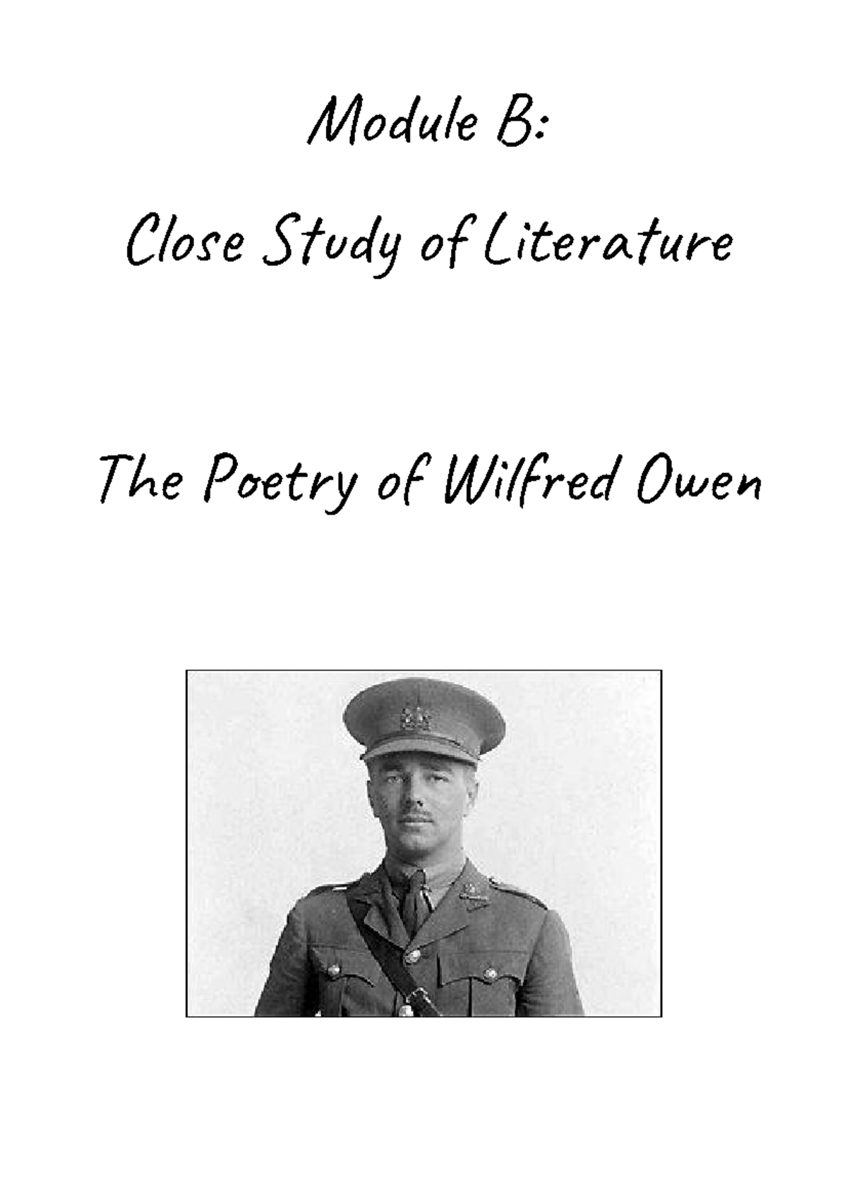 Yr 11 Wilfred Owen Study Guide - Module B: Close Study of Literature ...