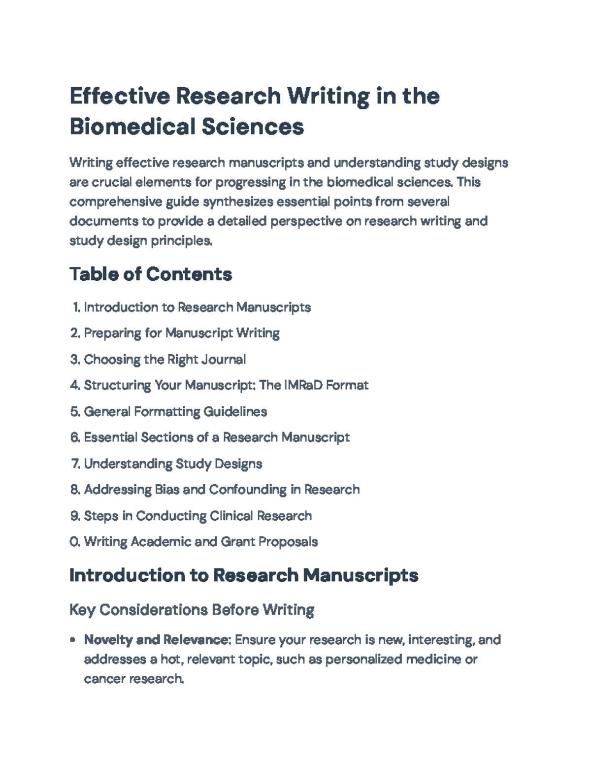 Effective Research Writing and Study Design in the Biomedical Sciences ...