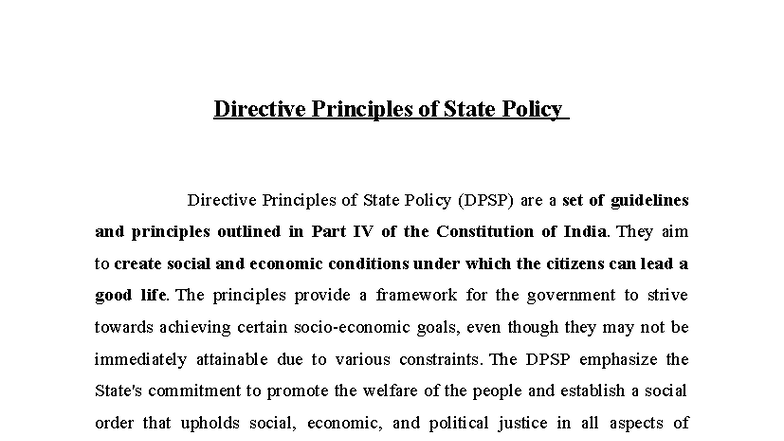 DPSP: Understanding the Directive Principles of State Policy in India ...