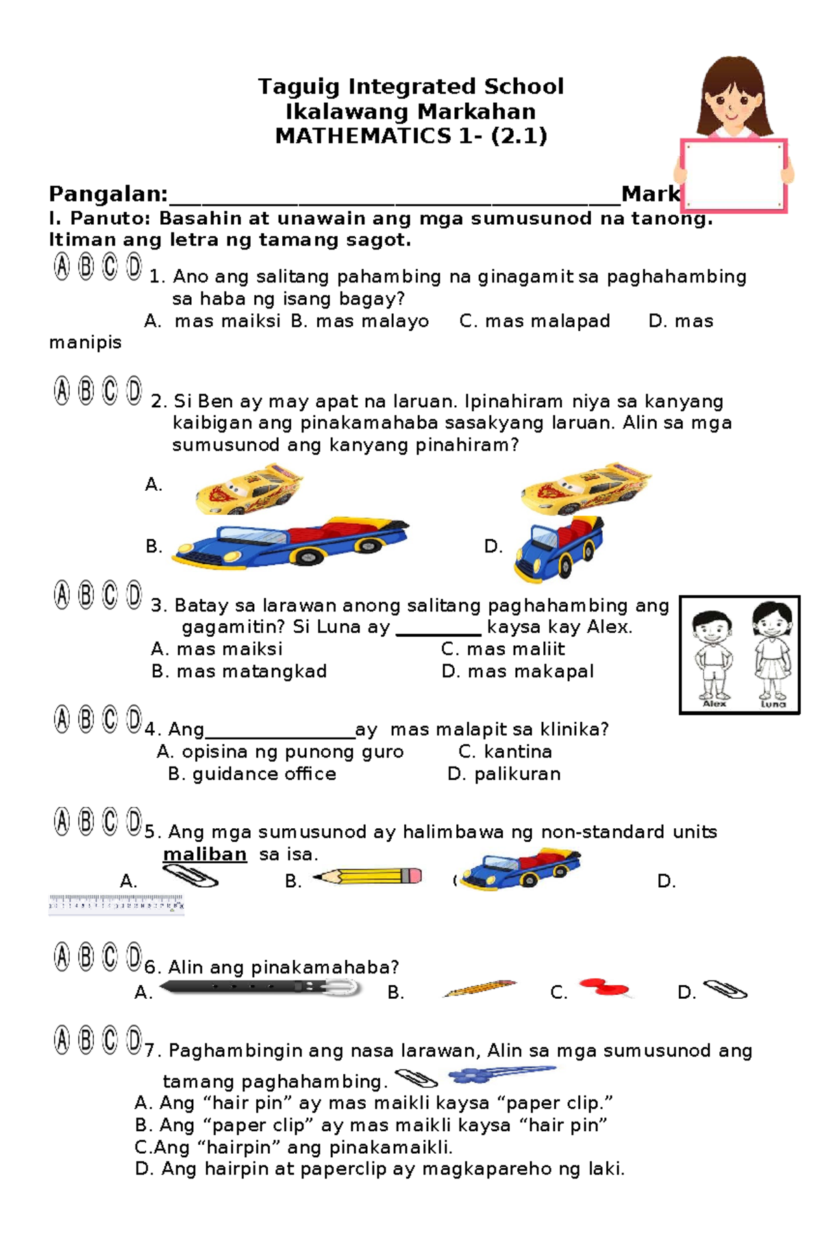 MATH 2.1 - Ikalawang Markahan Summative Assessment - Studocu