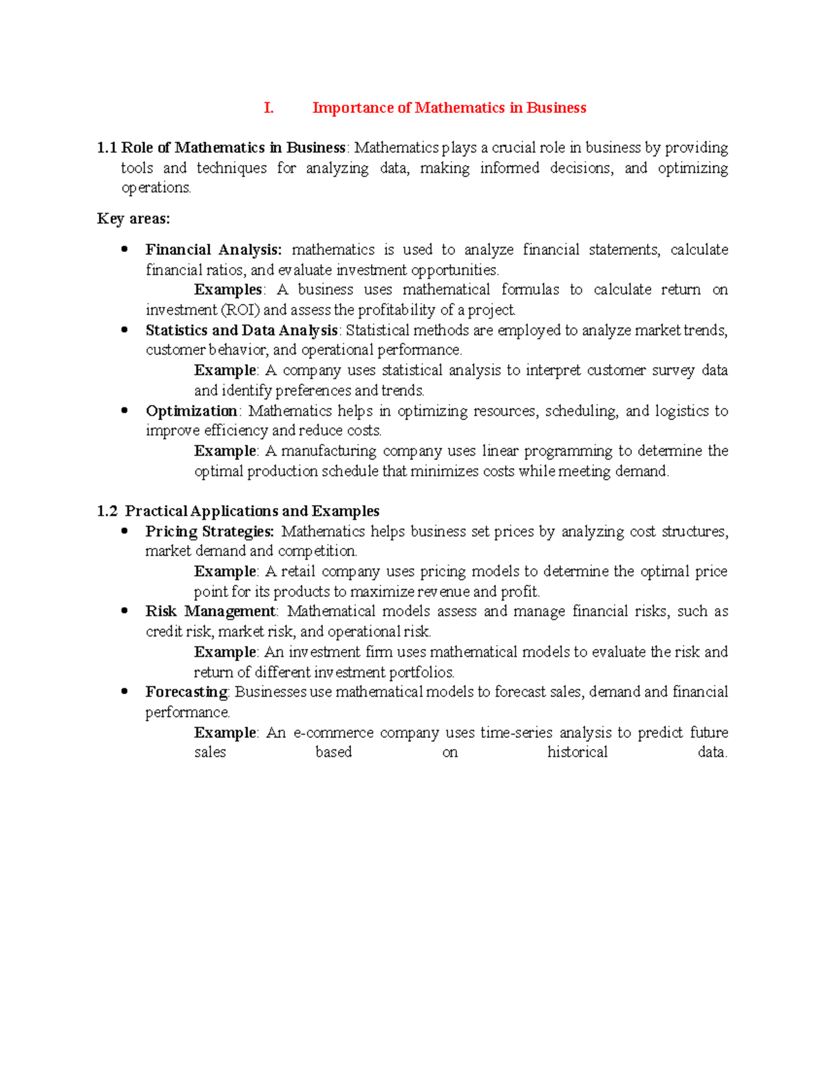 MST - Importance of Mathematics & Science in Business Analysis - Studocu