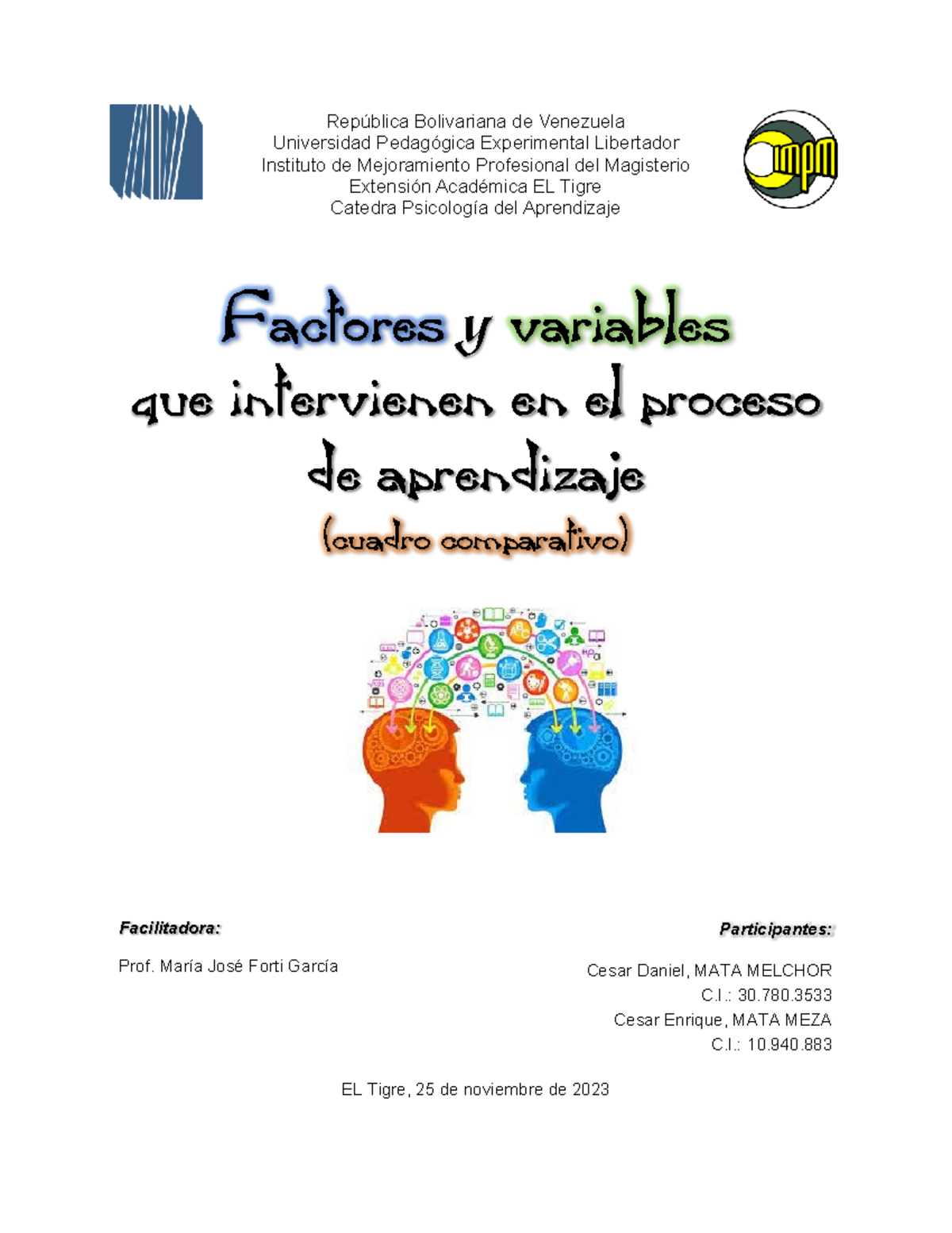 Factores y Variables en el Proceso de Aprendizaje - Cuadro Comparativo ...