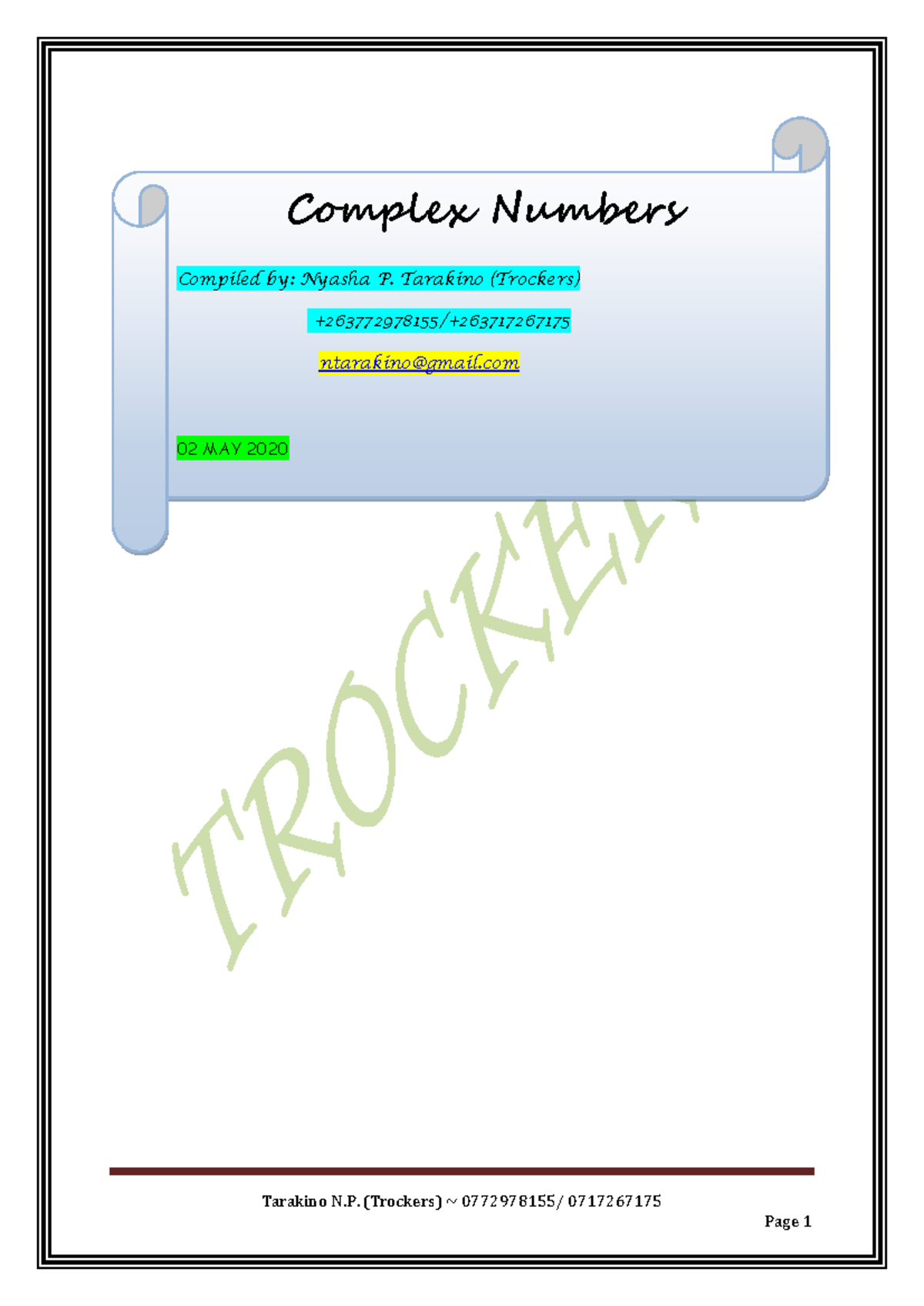 Complex Numbers: A Comprehensive Study Guide (6042) - Studocu