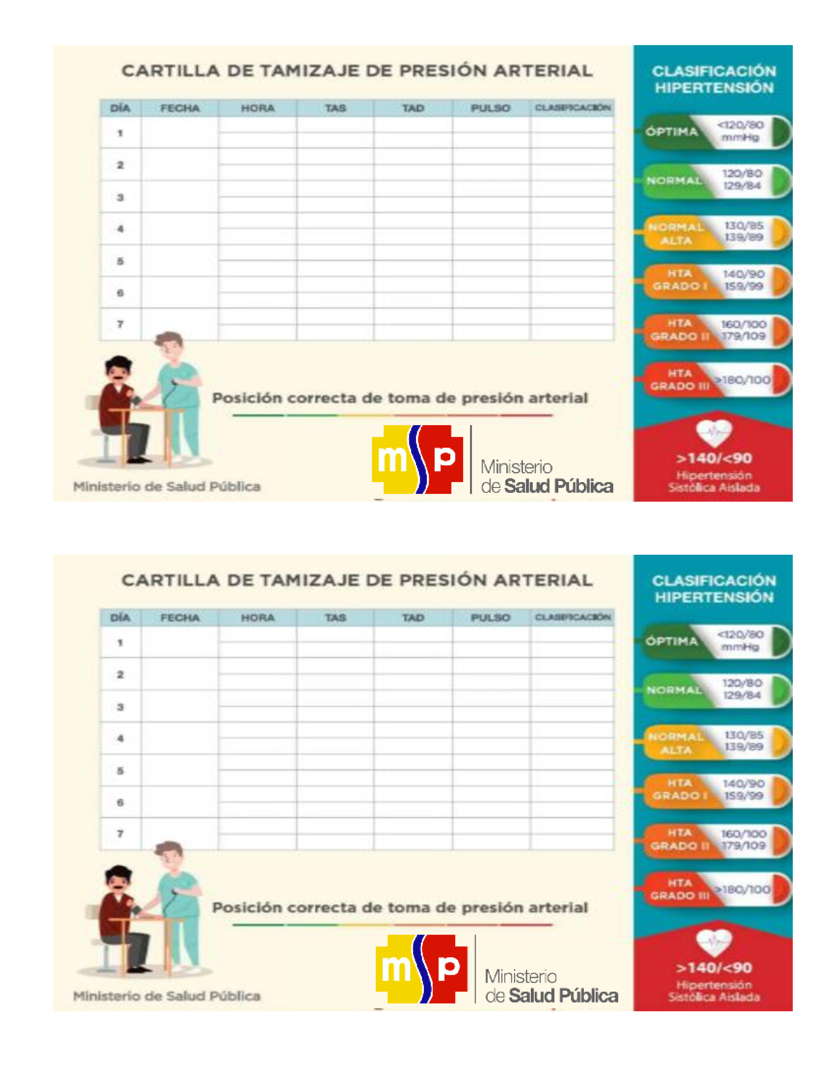 Cartilla Tamizaje Presion Arterial - CARTILLA DE TAMIZAJE DE PRESIÓN ...
