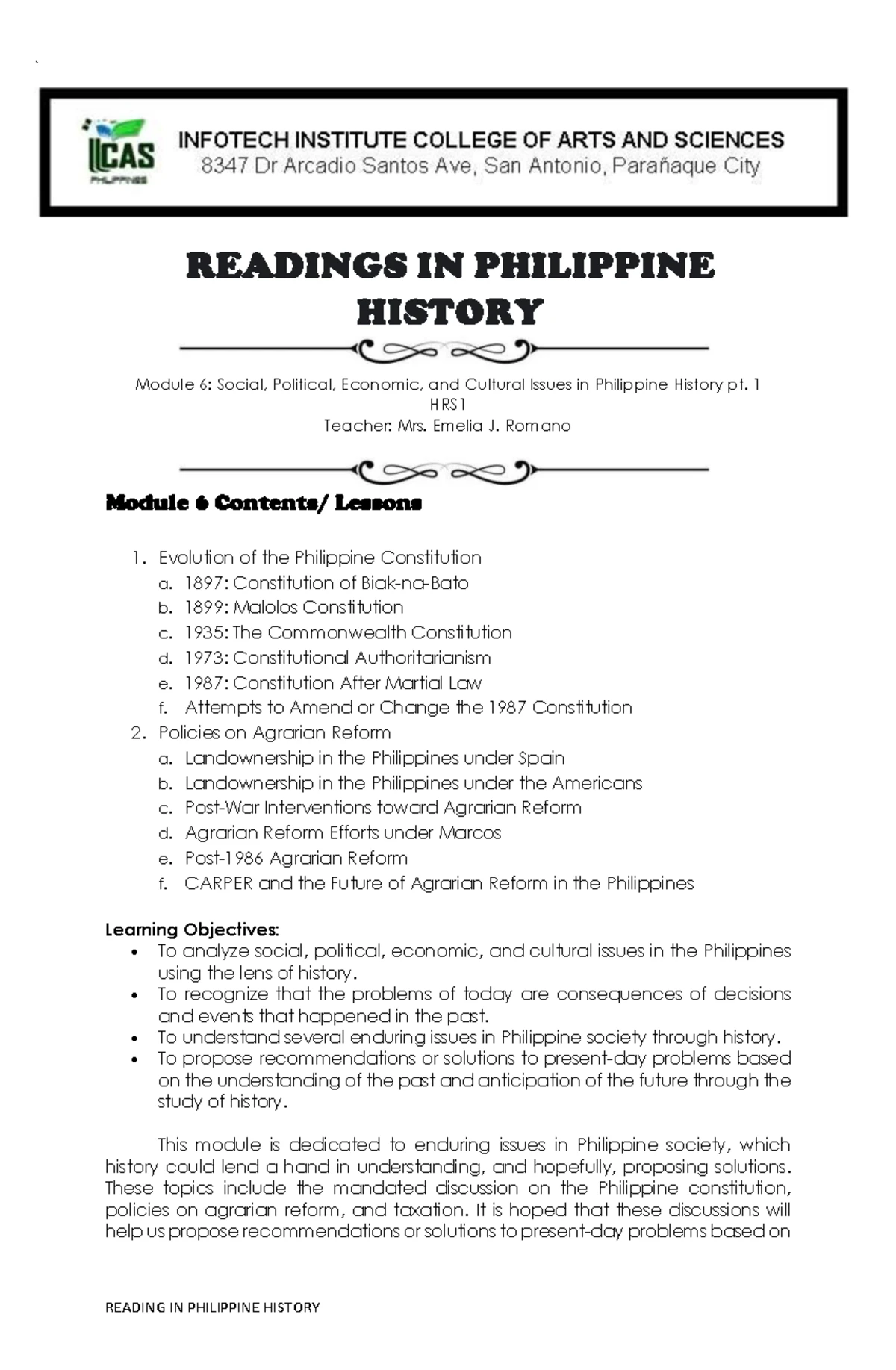 Module 4 & 5 Readings in Philipine History - ` READINGS IN PHILIPPINE ...