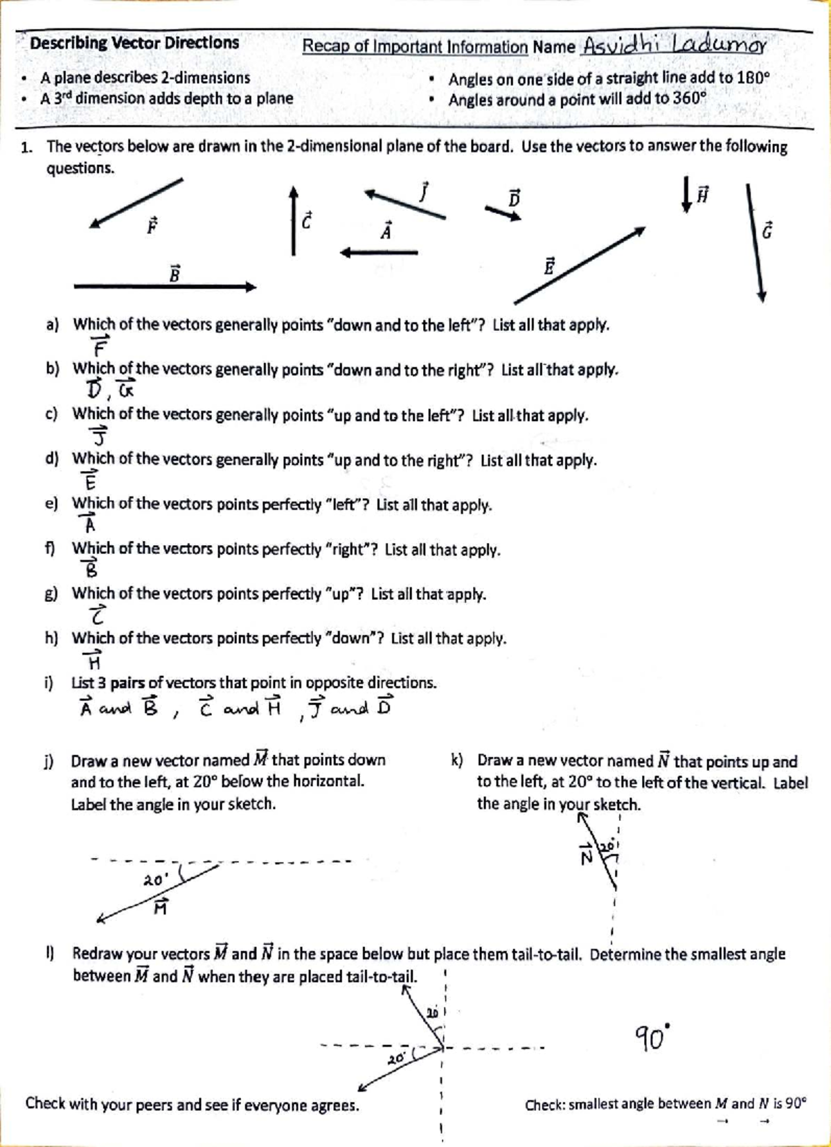ICW 3: Describing Vector Directions and Angles in 3D Space - Studocu