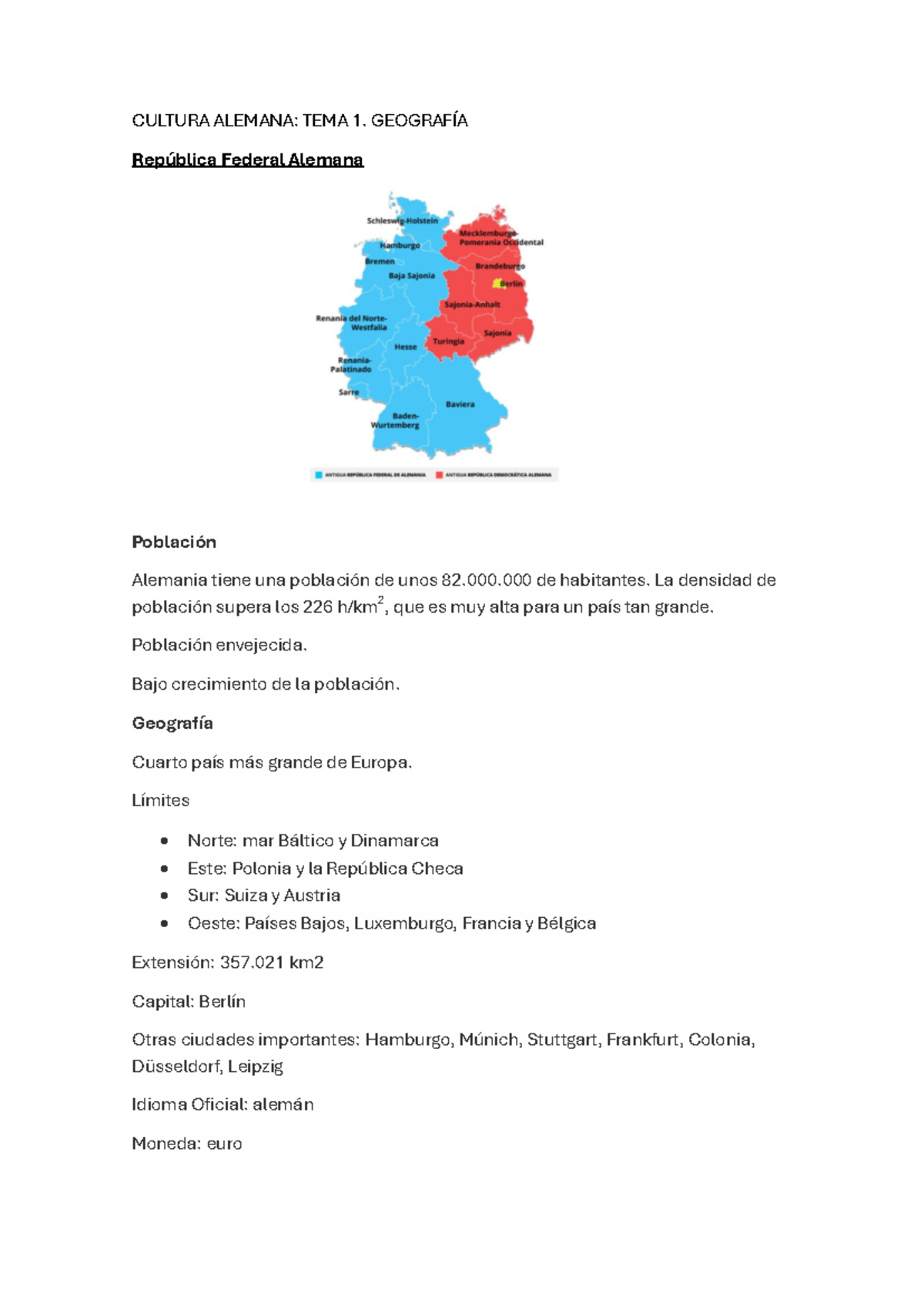 Cultura Alemana - Tema 1 - CULTURA ALEMANA: TEMA 1. GEOGRAFÍA República ...