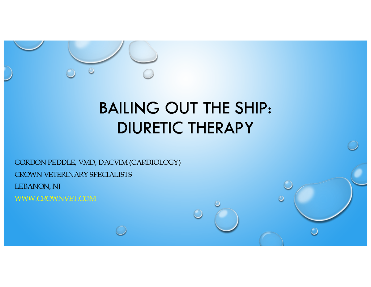Diuretic Therapy for Congestive Heart Failure in Dogs and Cats (VET 101 ...