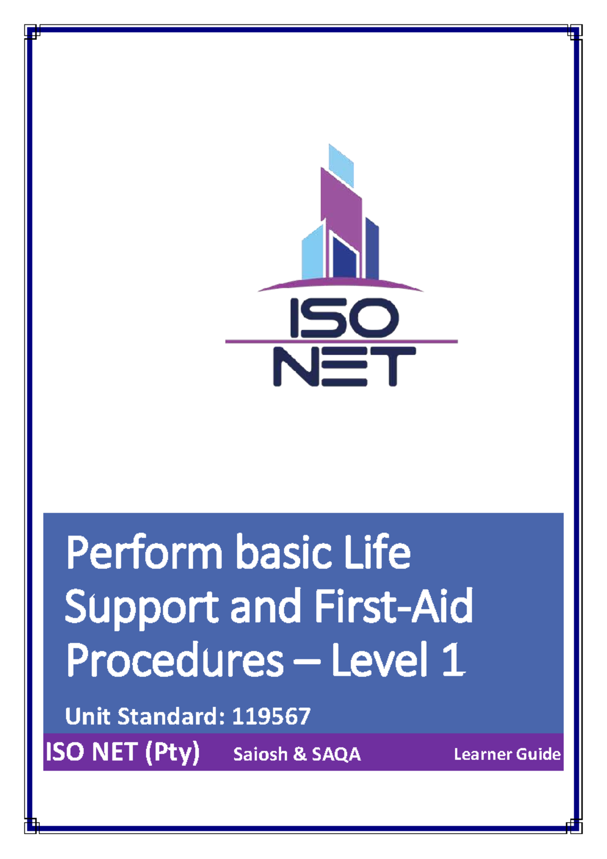 Learner Guide: Basic Life Support & First Aid Procedures (119567) - Studocu