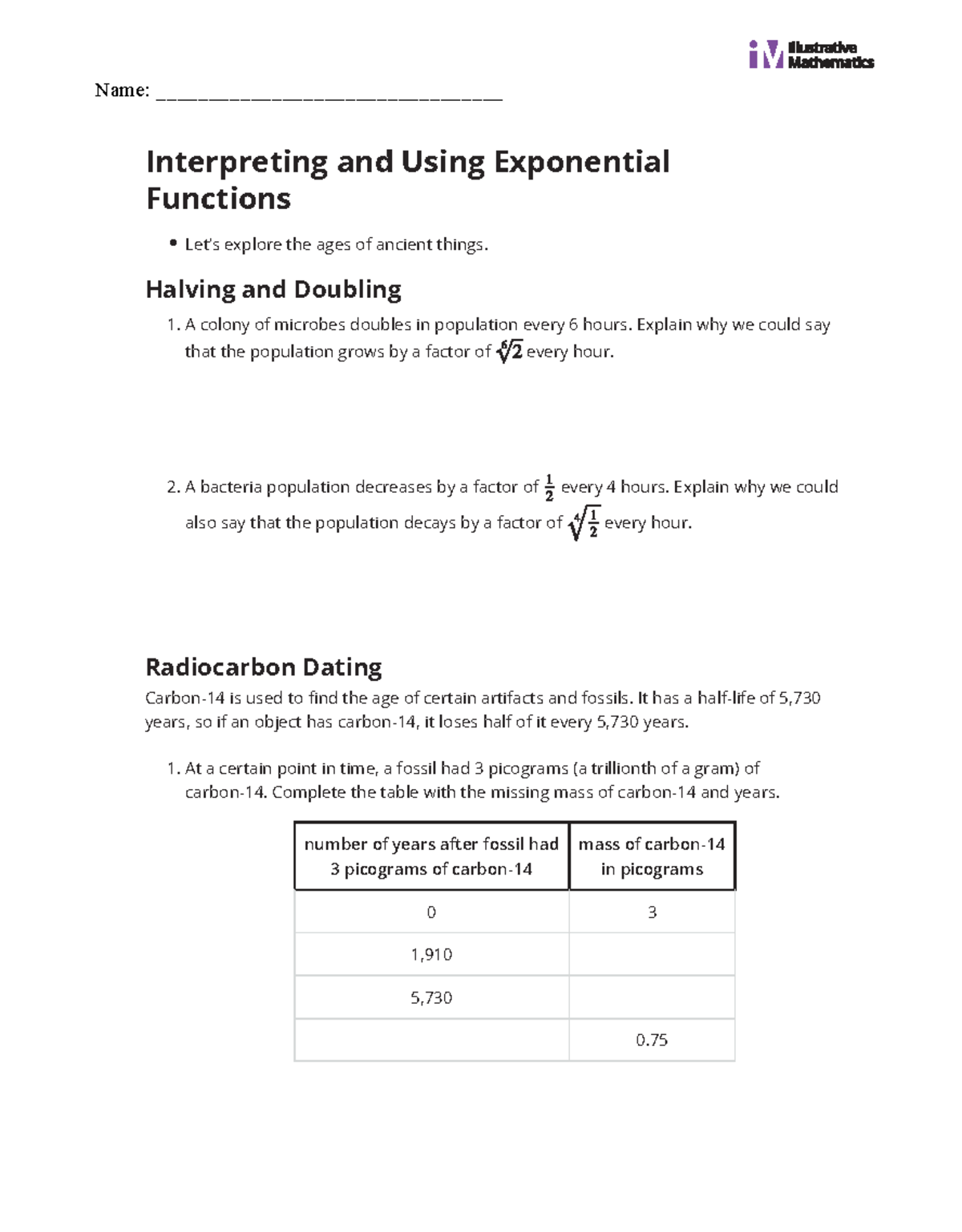 Carbon Dating and Half Life: Understanding Exponential Functions - Studocu