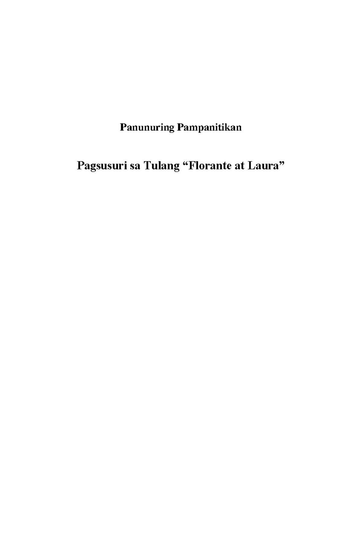 480287505 Pagsusuri ng "Florante at Laura" sa Panitikan sa Kolehiyo ...