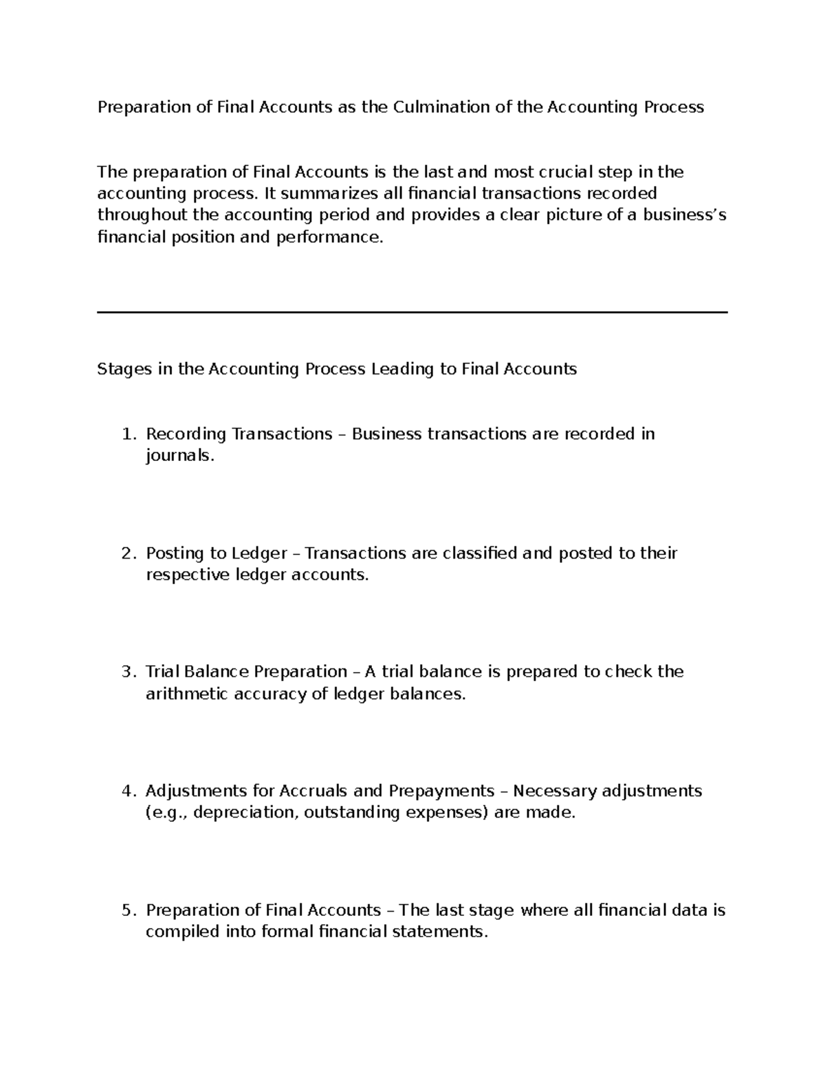 Preparation of Final Accounts: Key Steps in the Accounting Process ...