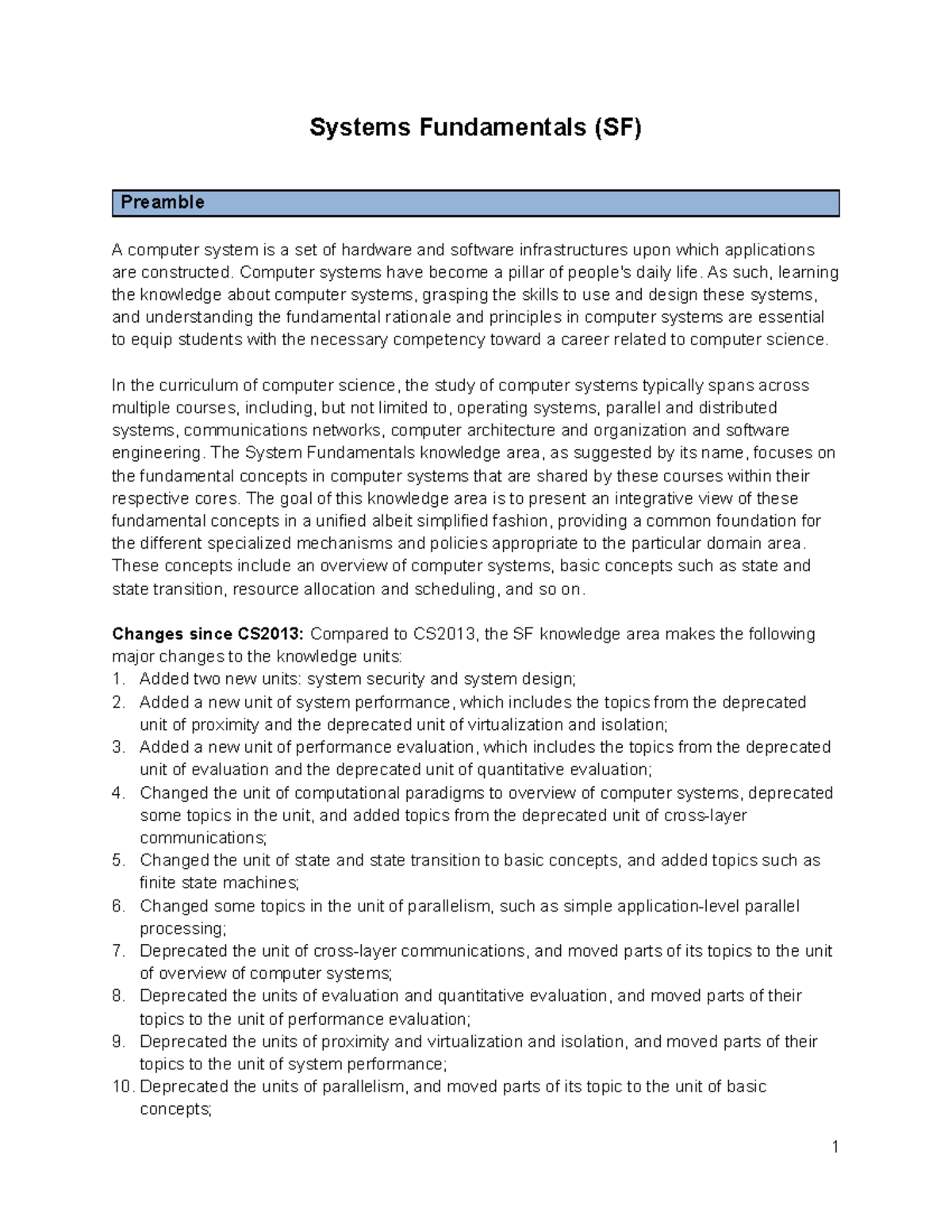 Computer Systems Fundamentals Syllabus (CS SF) - Overview and Updates ...