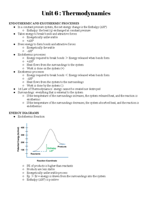 AP Chemistry Unit 9 Review - Unit 9 : Applications of Thermodynamics ...