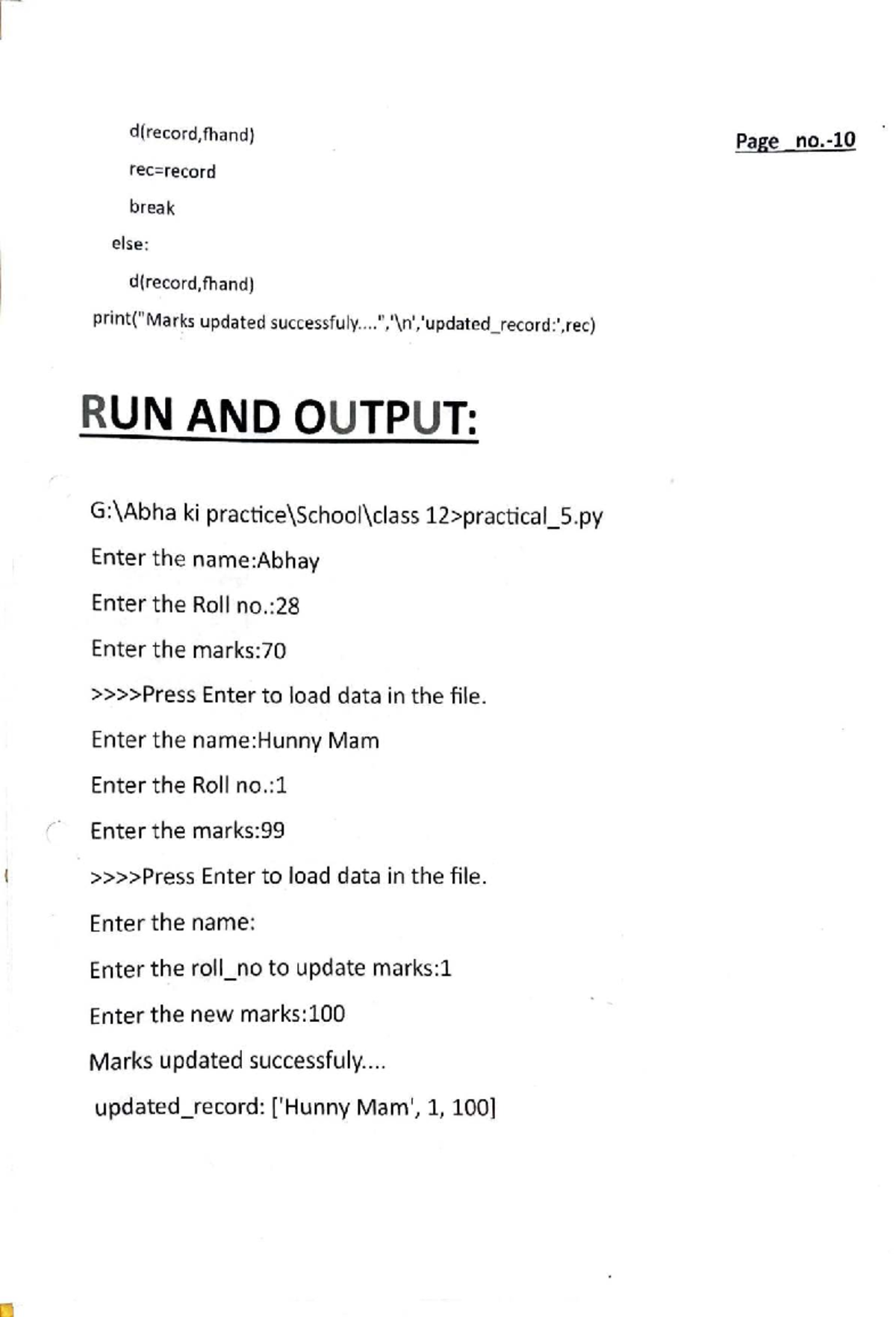 Computer Science Practical File - 12th A (CS) - Studocu